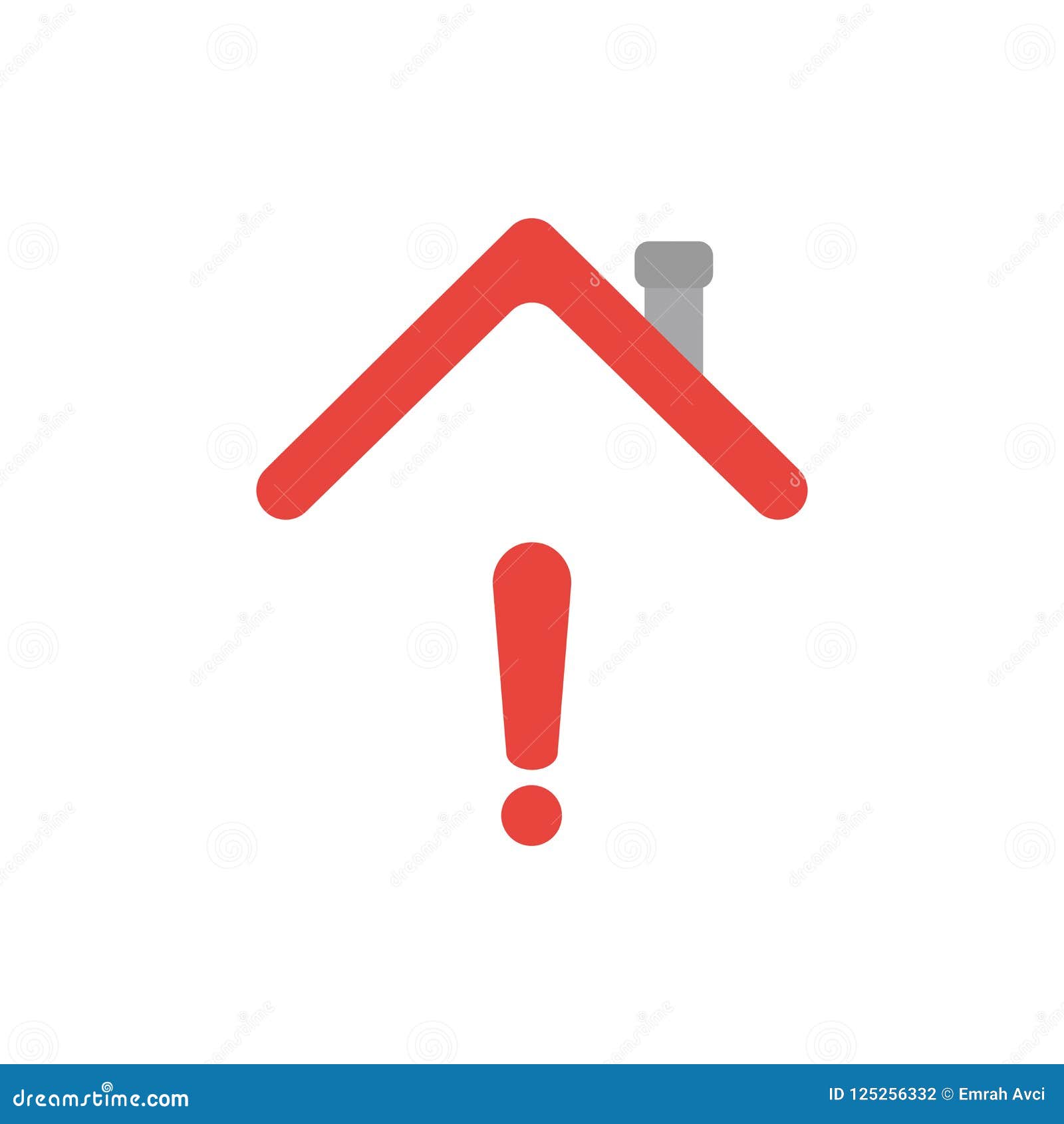 Vector Icon Concept of Exclamation Mark Under House Roof Stock Vector ...