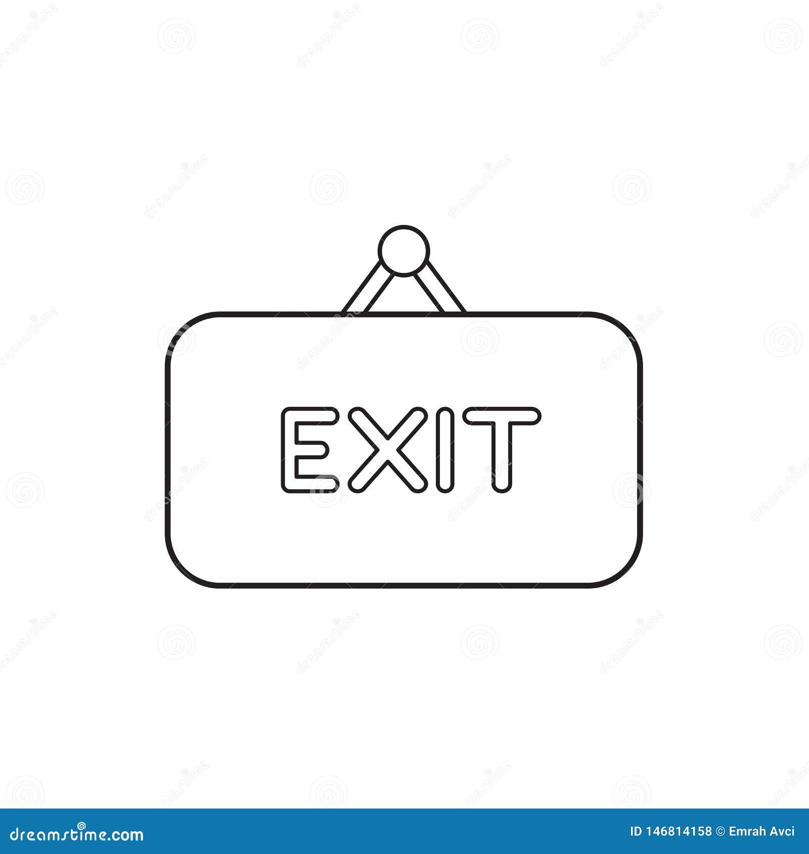 Vector Icon Concept of Exit Word on Hanging Sign. Black Outline Stock ...
