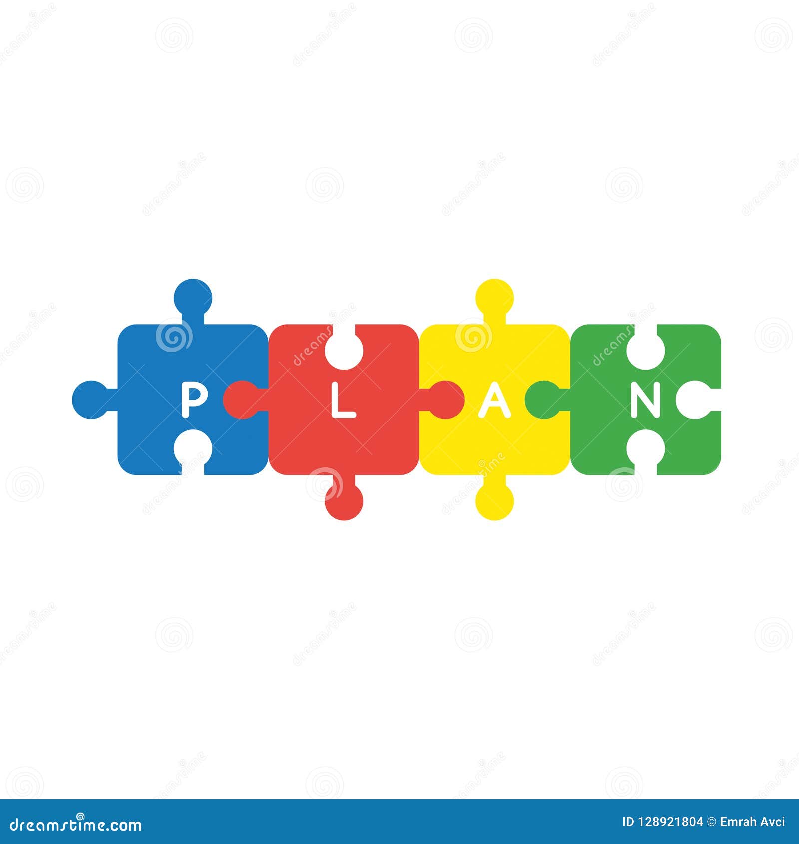 Vector Icon Concept of Four Connected Plan Jigsaw Puzzle Pieces Stock ...