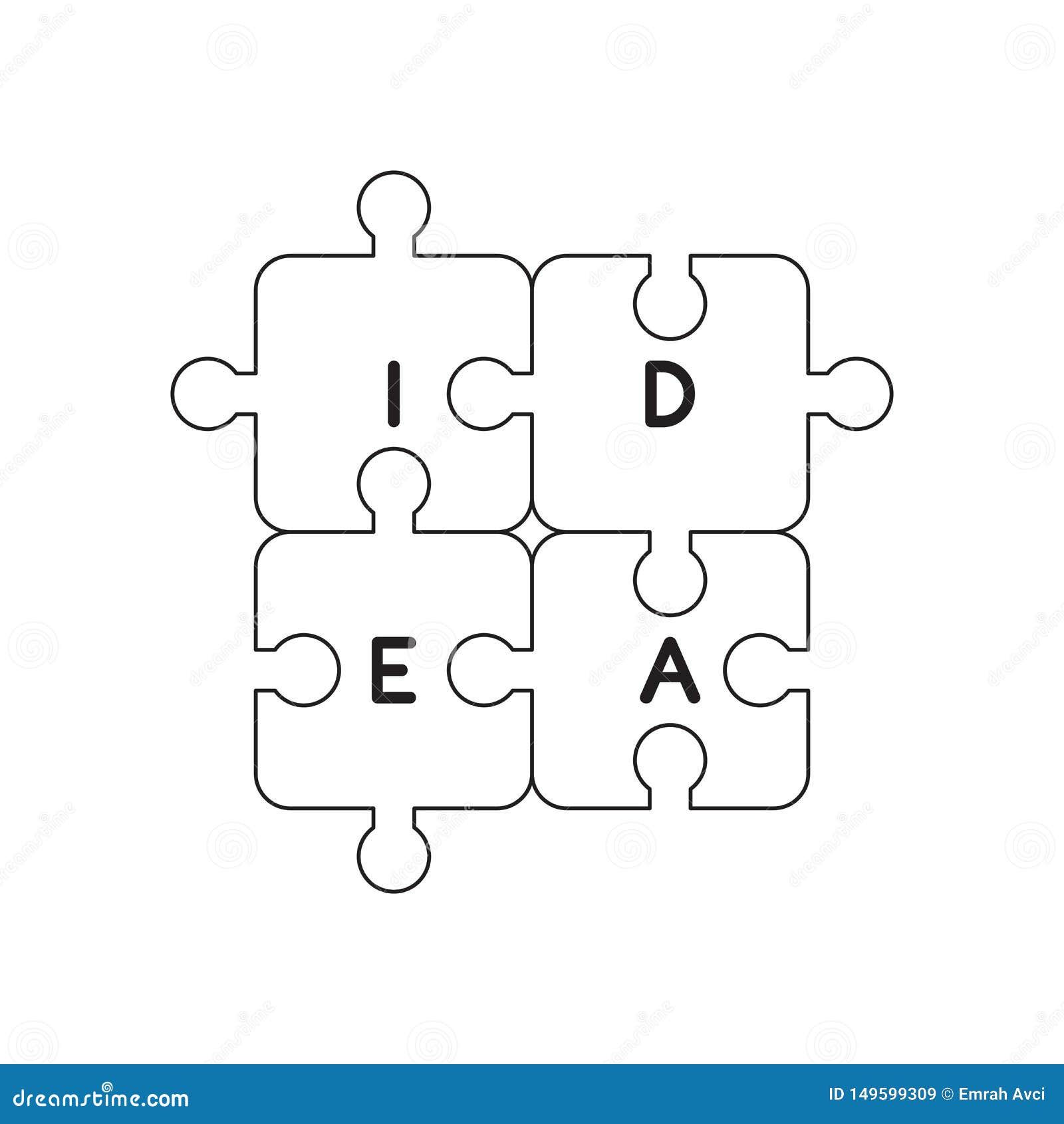 Vector Icon Concept of Four Idea Puzzle Pieces Connected Stock Vector ...
