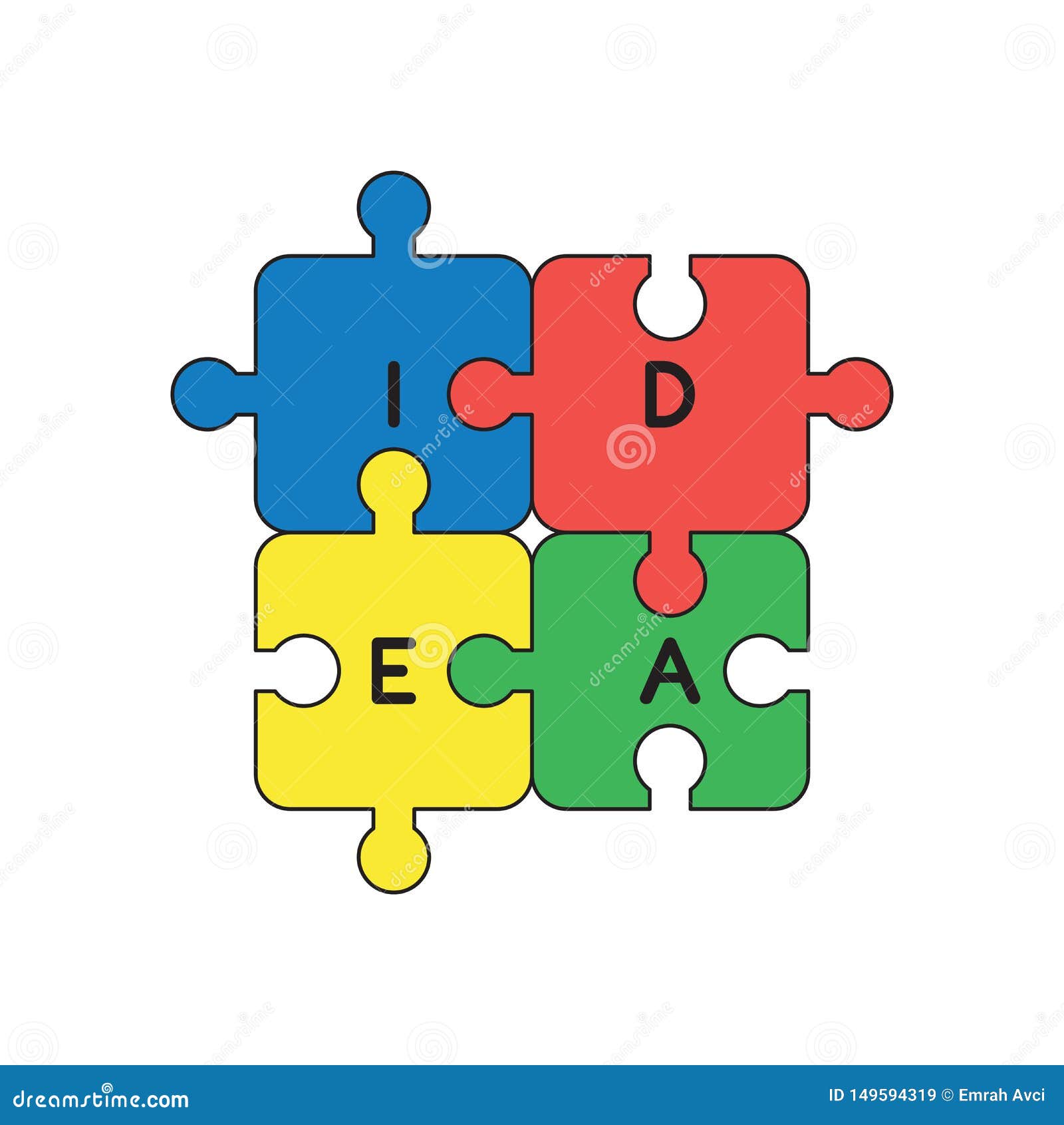 Vector Icon Concept of Four Idea Puzzle Pieces Connected Stock Vector ...