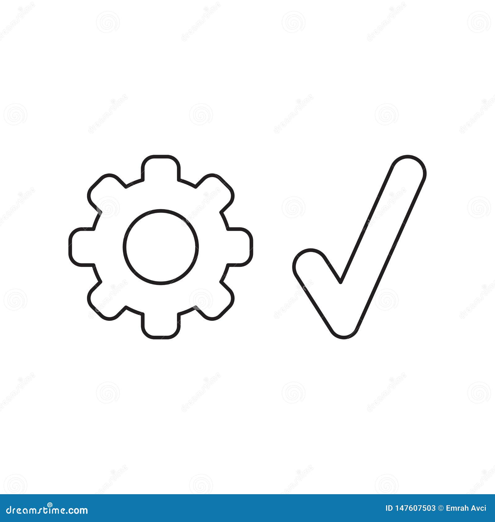 Vector Icon Concept of Gear with Check Mark Stock Vector - Illustration ...