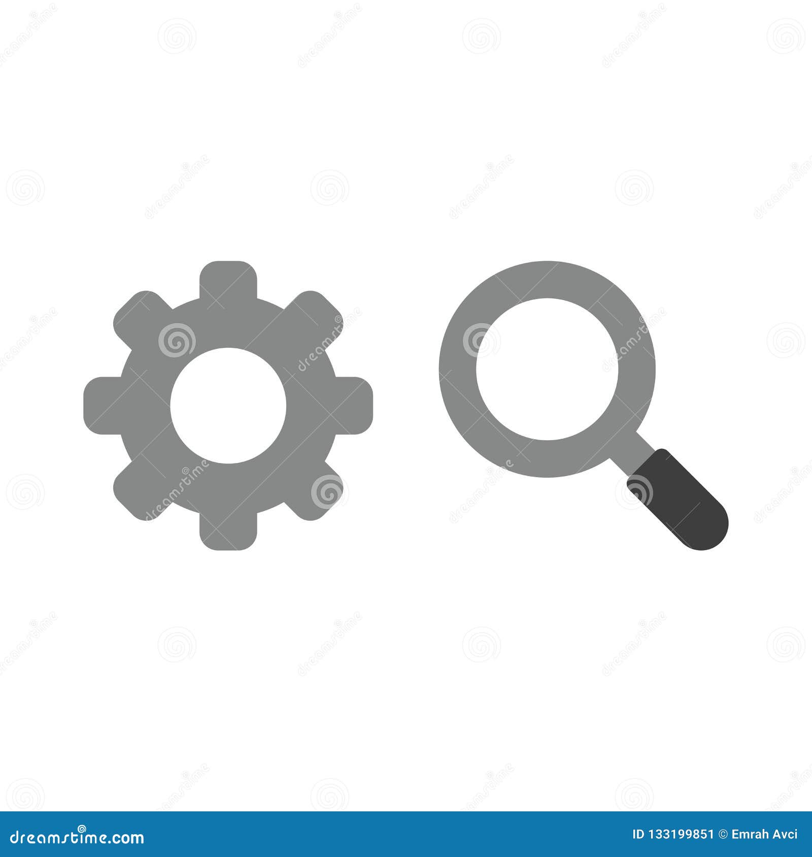 Vector Icon Concept of Gear with Magnifying Glass Stock Vector ...