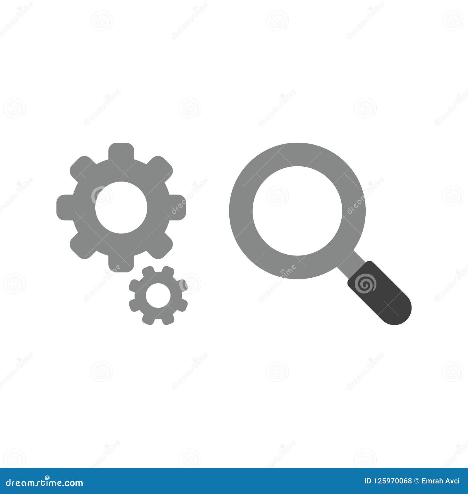 Vector Icon Concept of Gears with Magnifying Glass Stock Vector ...
