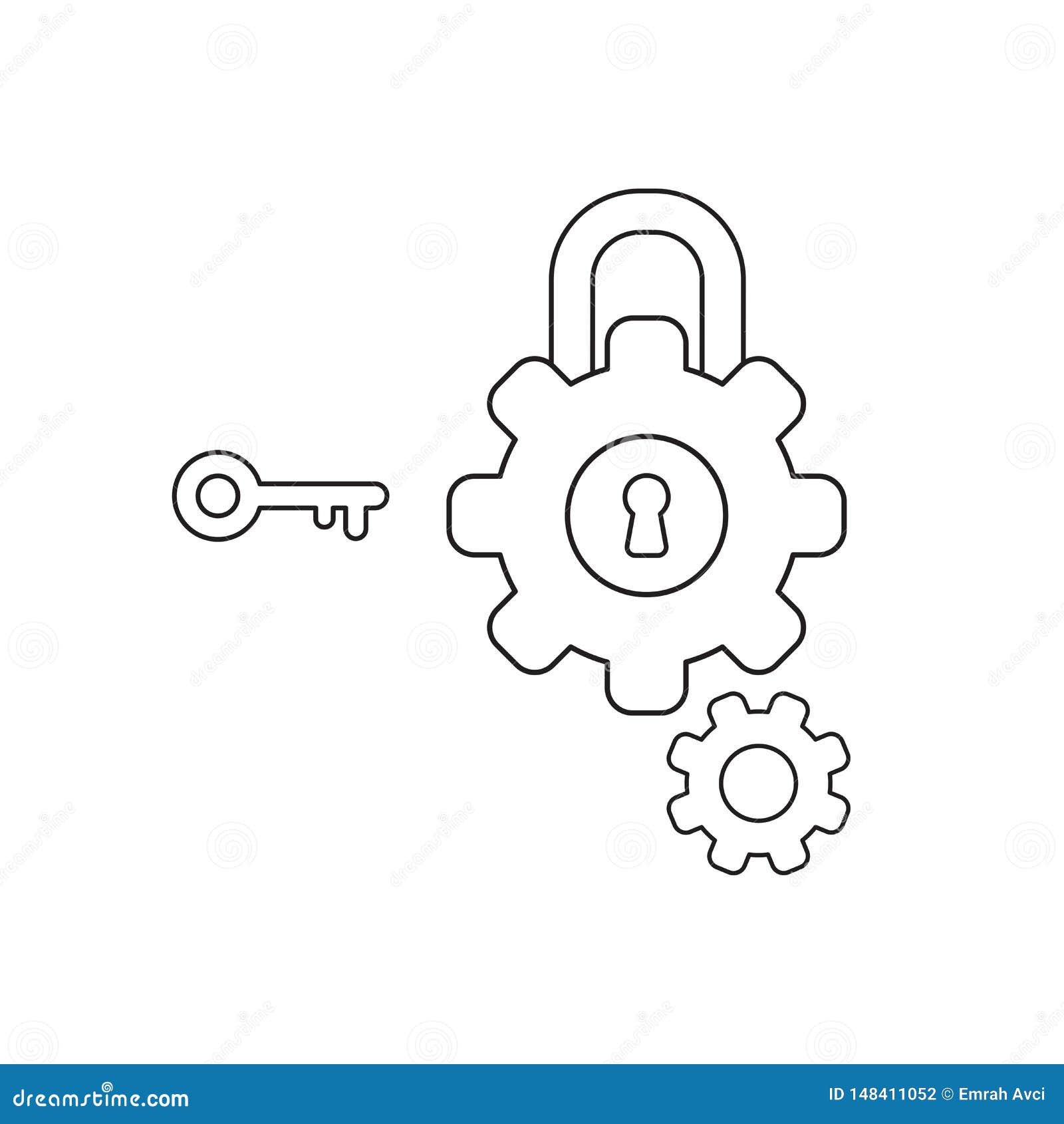 Vector Icon Concept of Gears with Padlock, Keyhole and Key Stock Vector ...