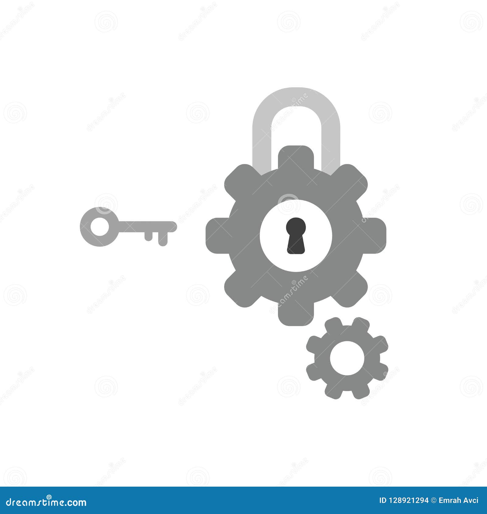 Vector Icon Concept of Gears with Padlock , Keyhole and Key Stock ...