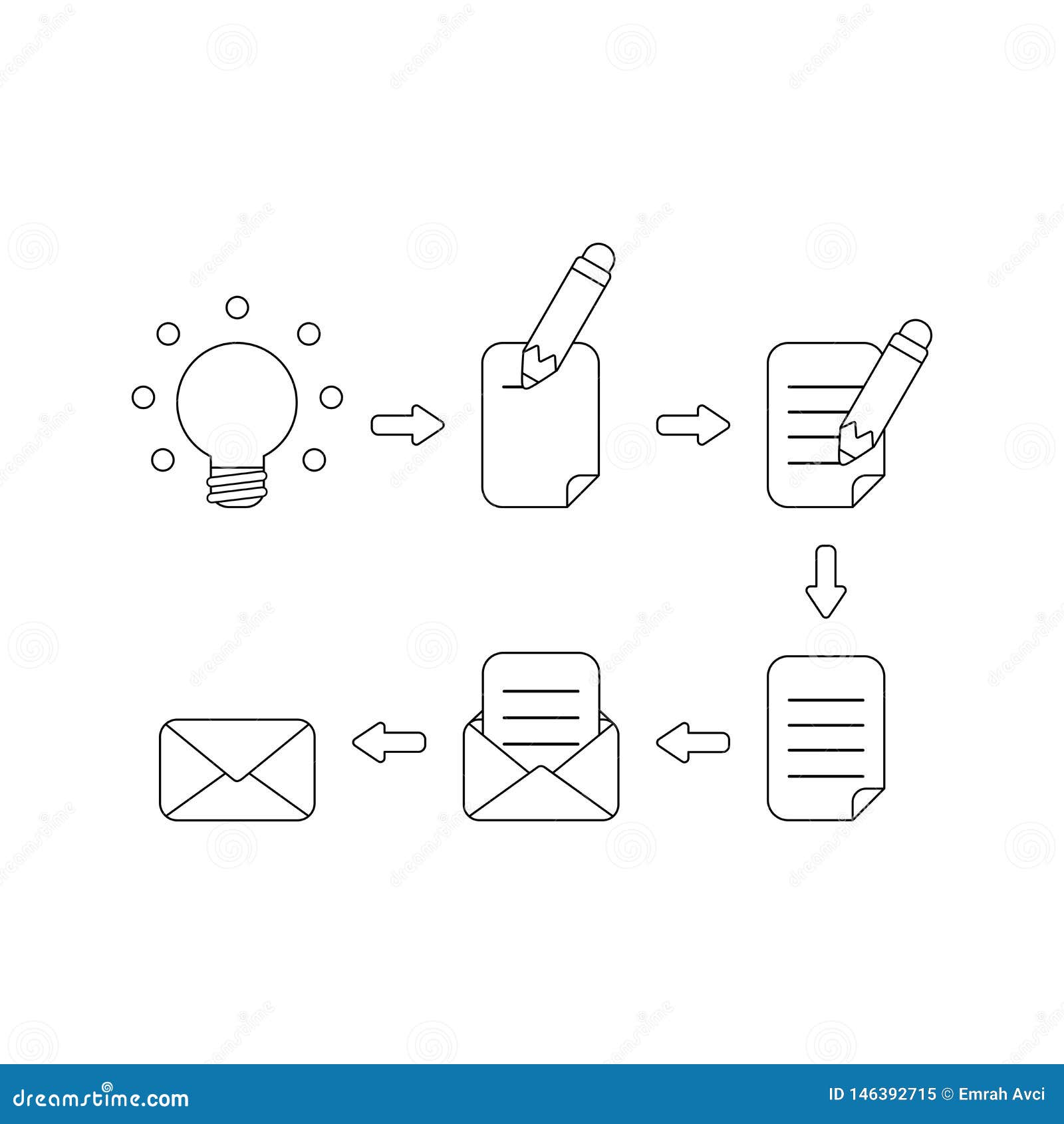 Vector Icon Concept of Glowing Light Bulb Idea, Writing on Paper with ...