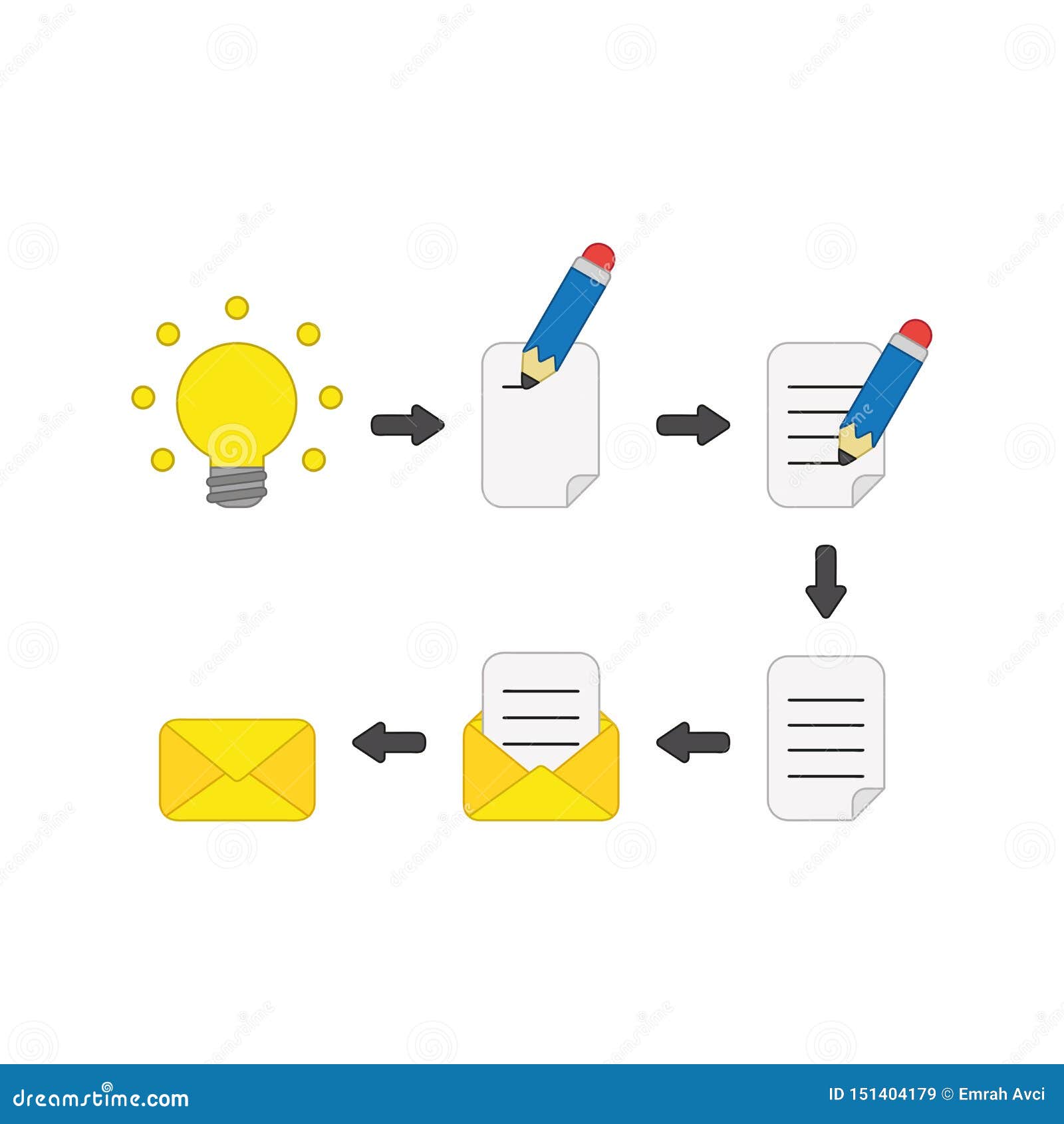Vector Icon Concept of Glowing Light Bulb Idea, Writing on Paper with ...