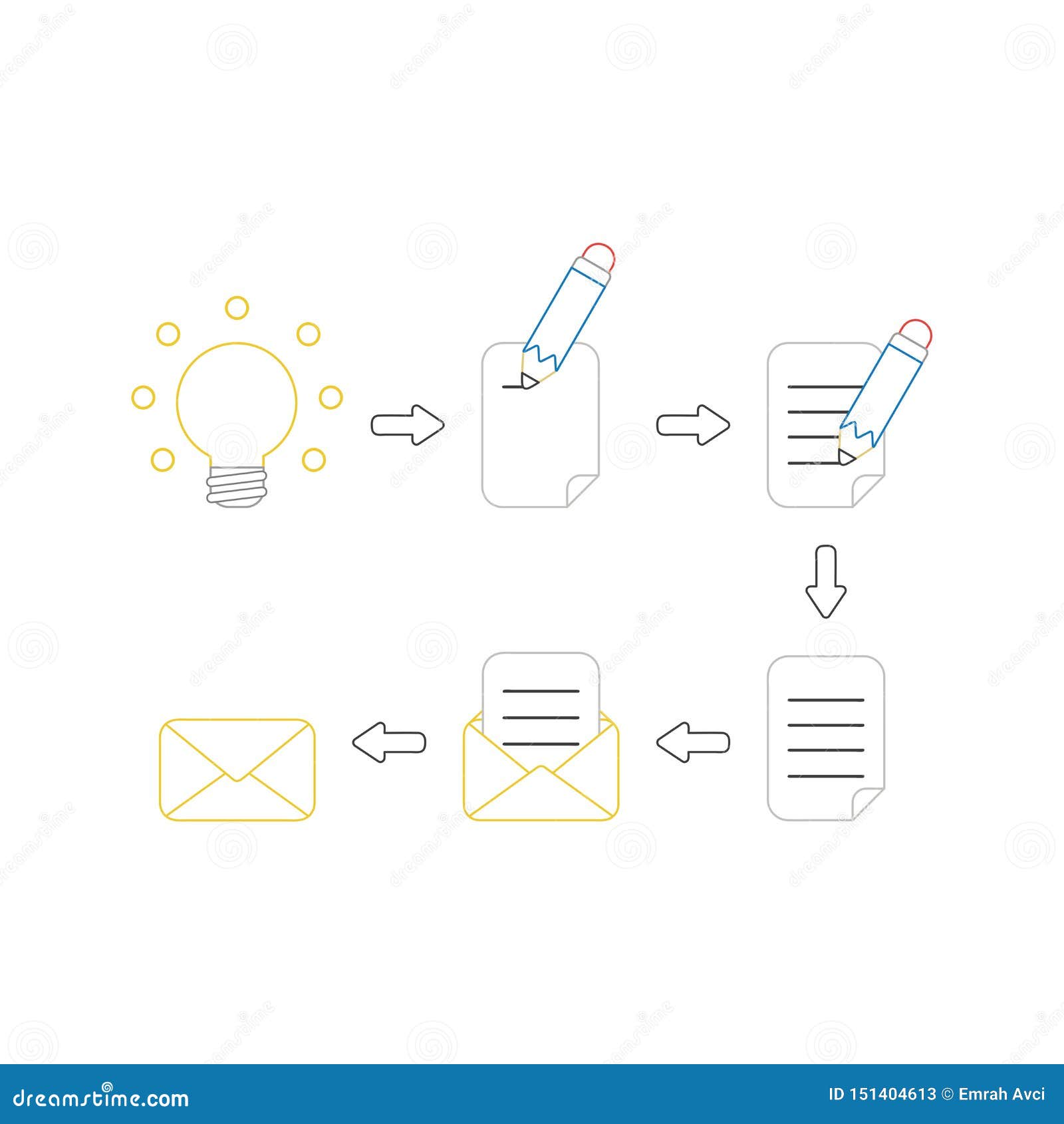 Vector Icon Concept of Glowing Light Bulb Idea, Writing on Paper with ...