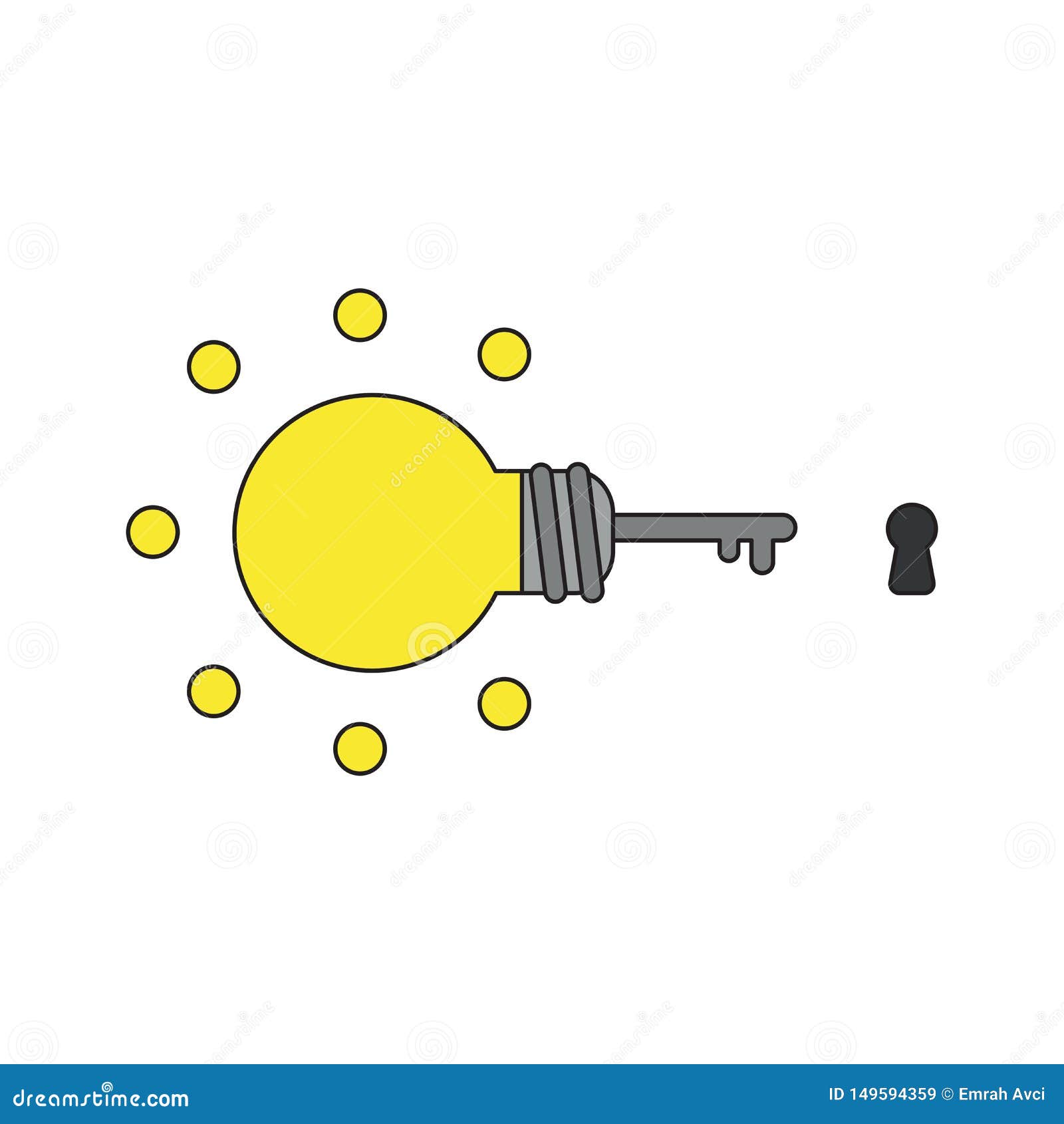 Vector Icon Concept of Glowing Light Bulb Key and Keyhole Stock Vector ...