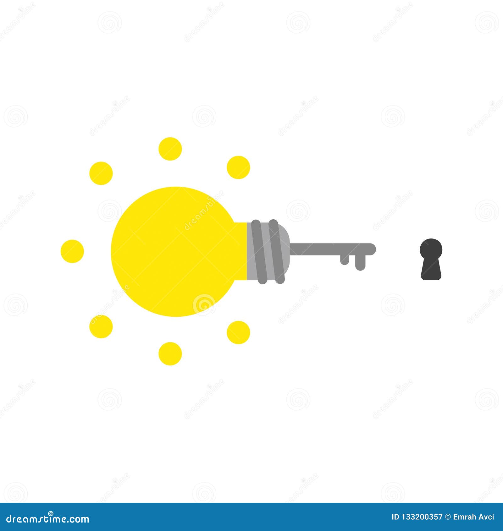 Vector Icon Concept of Glowing Light Bulb Key with Keyhole Stock Vector ...