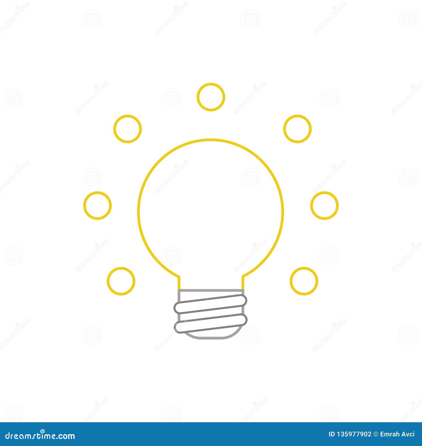 Vector Icon Concept of Glowing Yellow Light Bulb. Color Outlines Stock ...