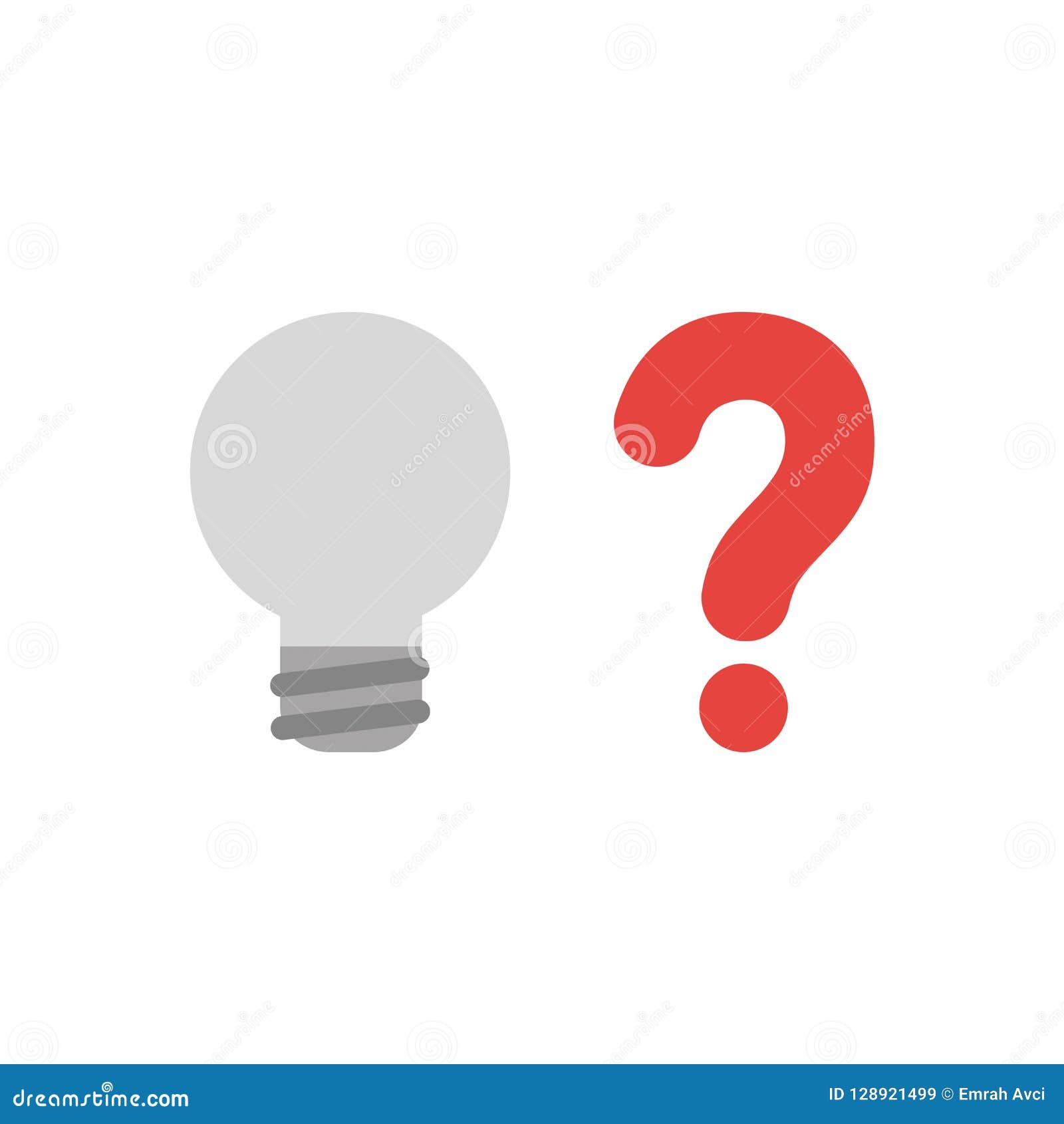 Vector Icon Concept of Grey Light Bulb with Question Mark Stock Vector ...