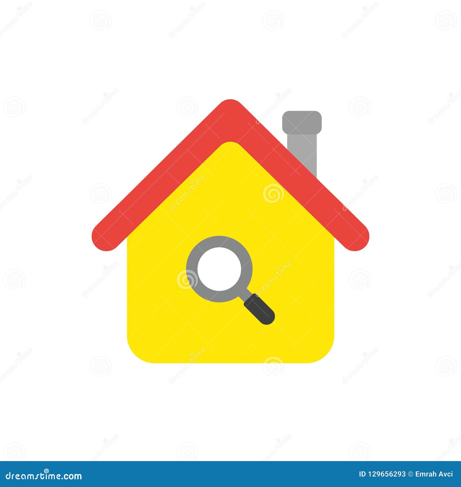Vector Icon Concept of House with Magnifying Glass Stock Vector ...