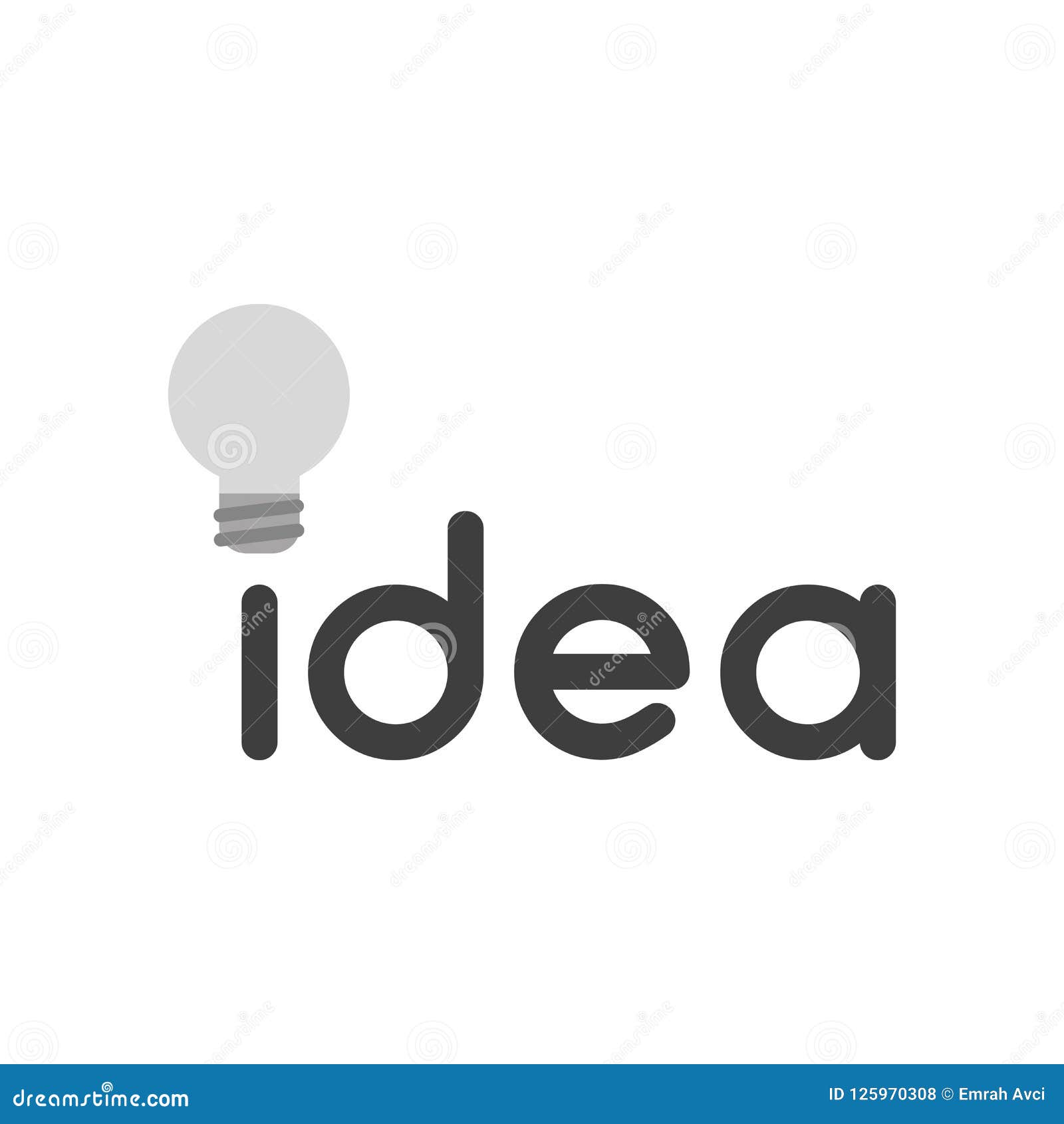 Vector Icon Concept of Idea Word with Grey Light Bulb Stock Vector ...