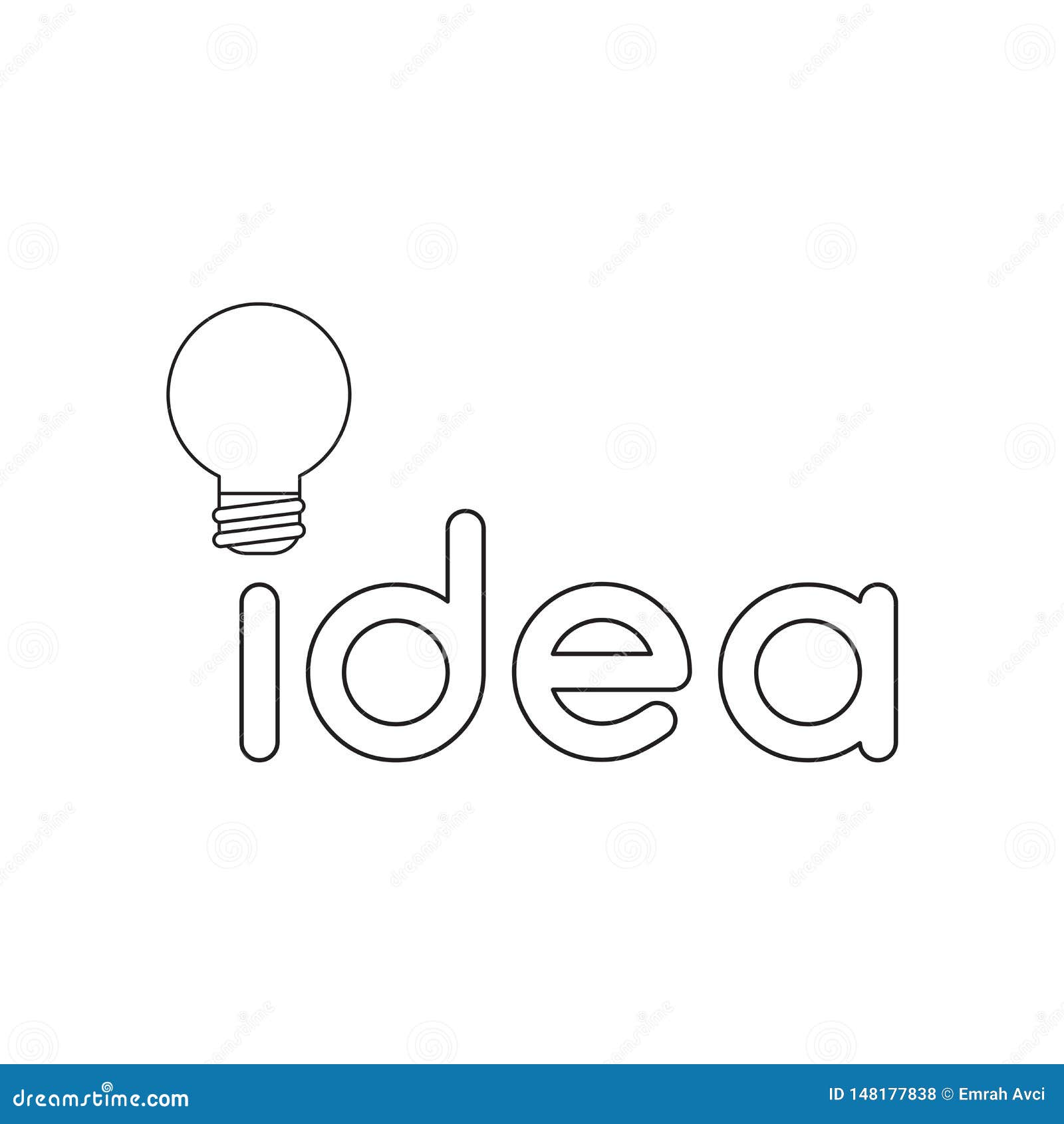 Vector Icon Concept of Idea Word with Light Bulb Stock Vector ...