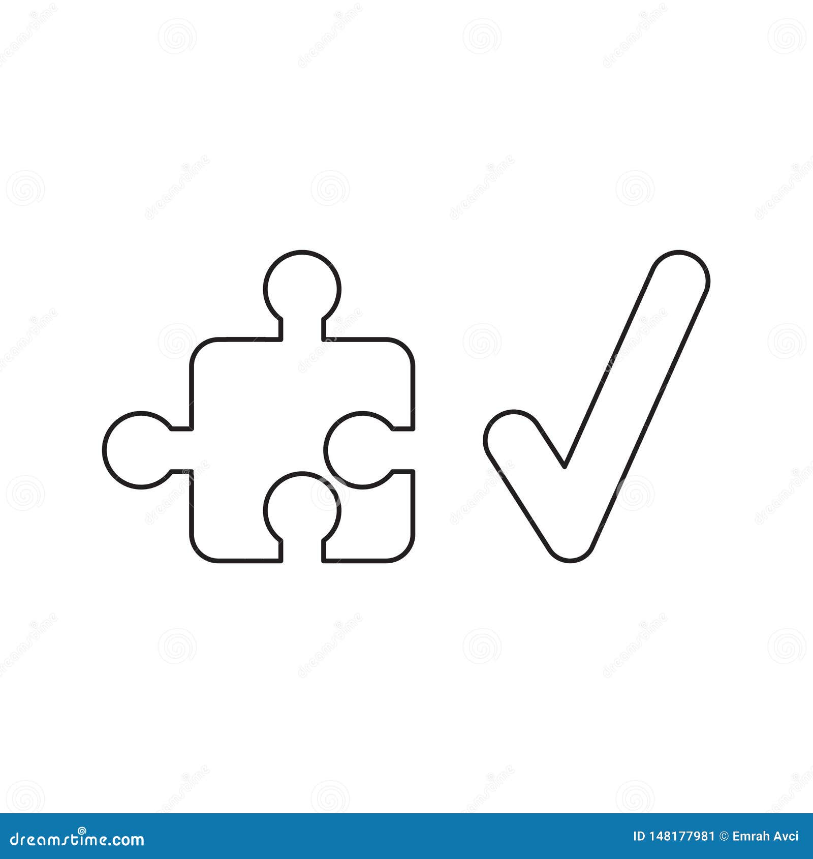 Vector Icon Concept of Jigsaw Puzzle Piece with Check Mark Stock Vector ...