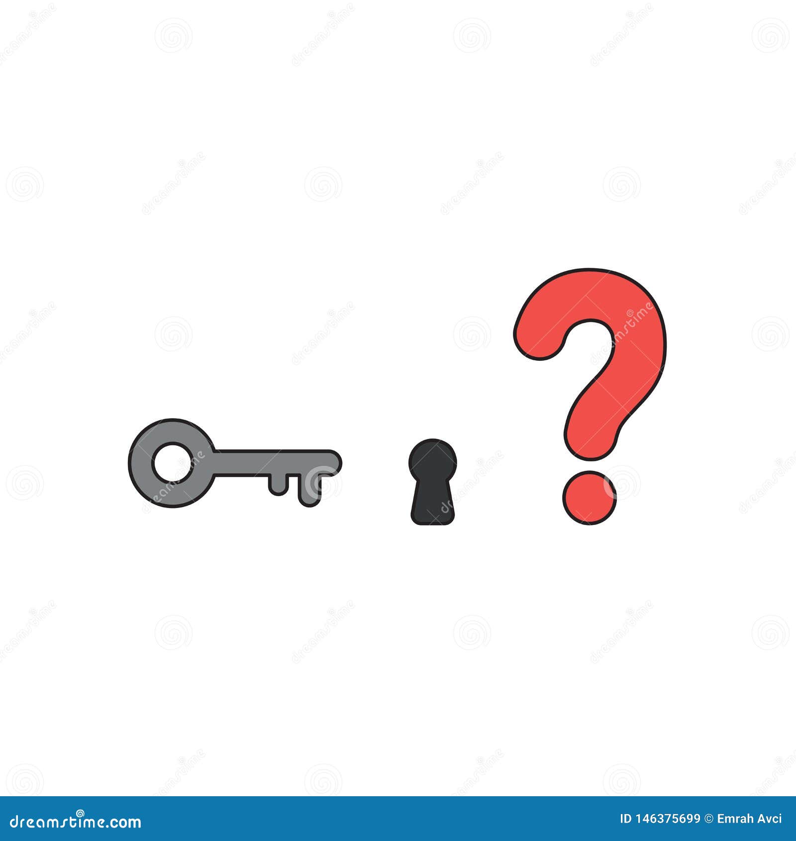 Vector Icon Concept of Key and Keyhole with Question Mark. Black ...