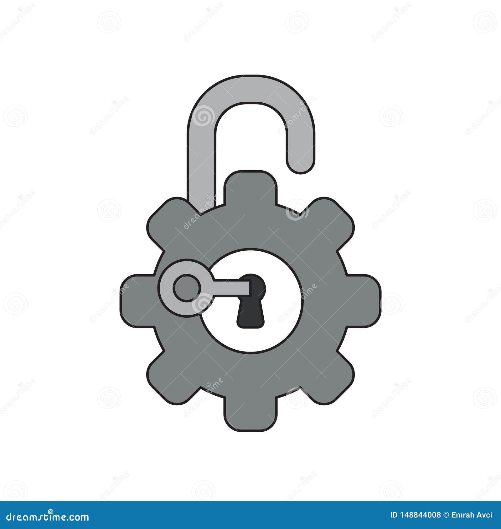 Vector Icon Concept of Key Unlock Gear Padlock Stock Vector ...