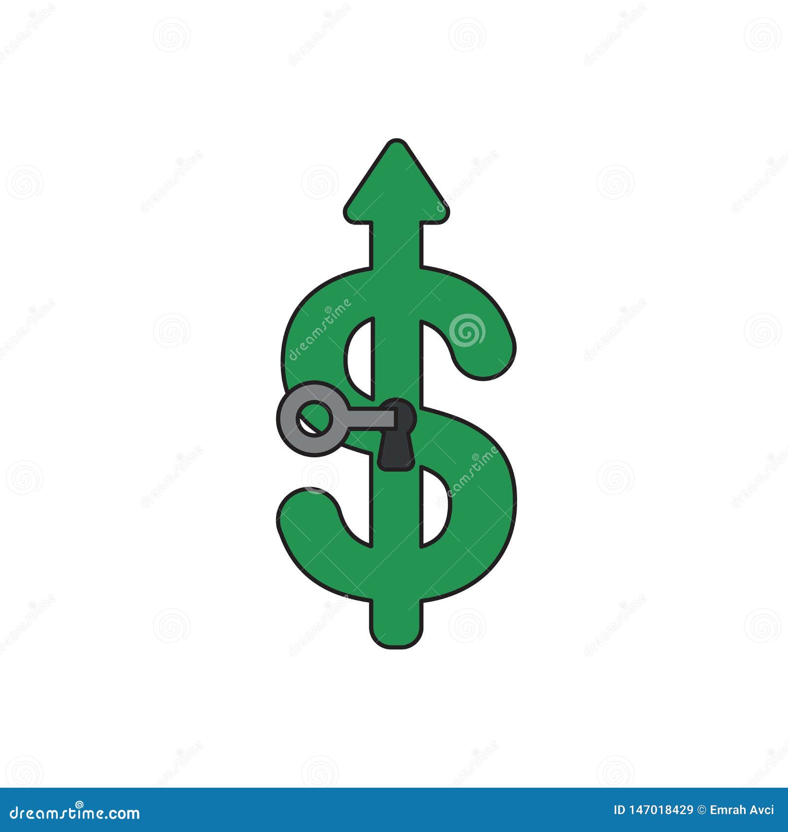 Vector Icon Concept of Key Unlock or Lock Dollar Symbol with Arrow ...