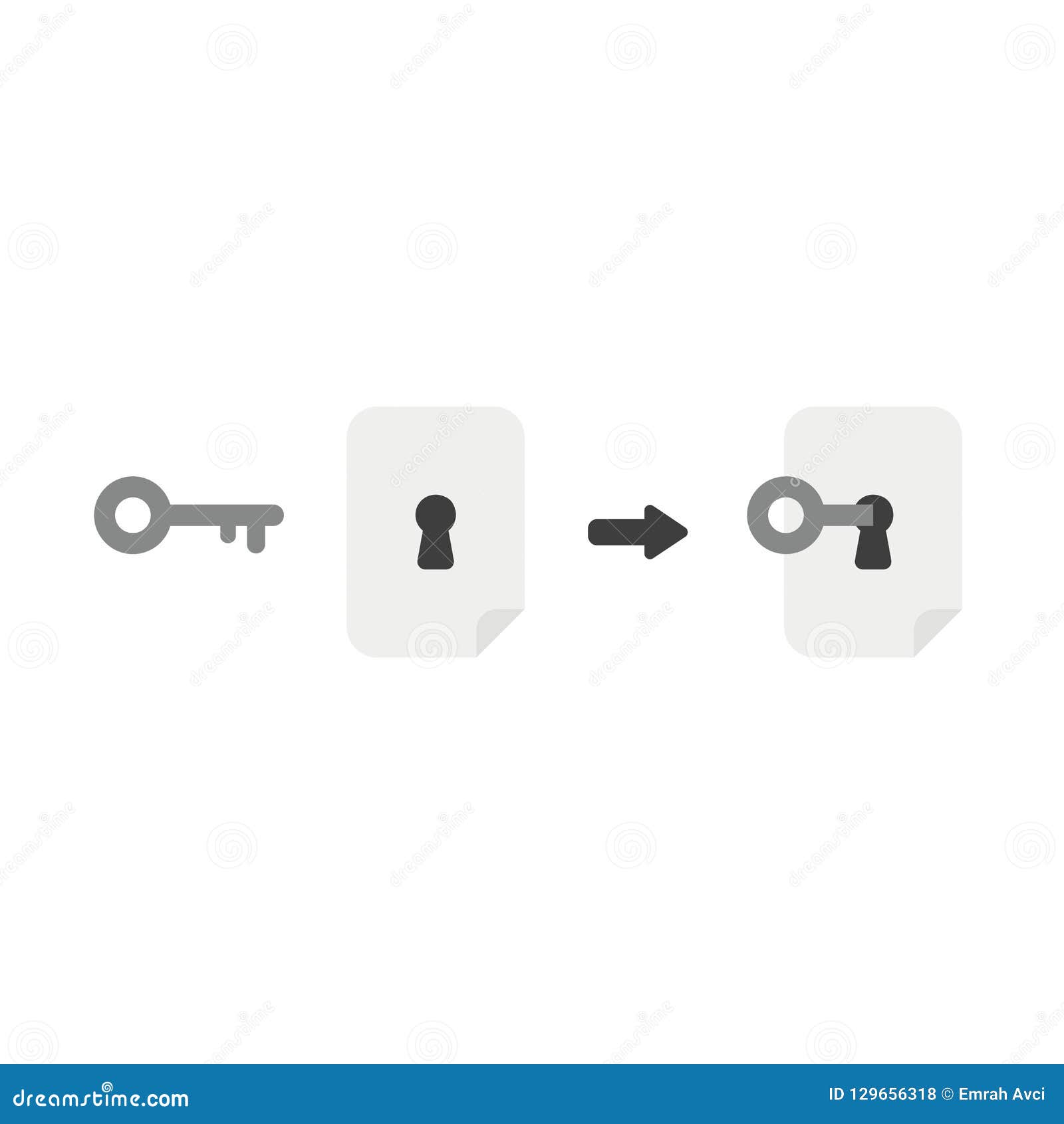 Vector Icon Concept of Key Unlock or Lock Paper Keyhole Stock Vector ...