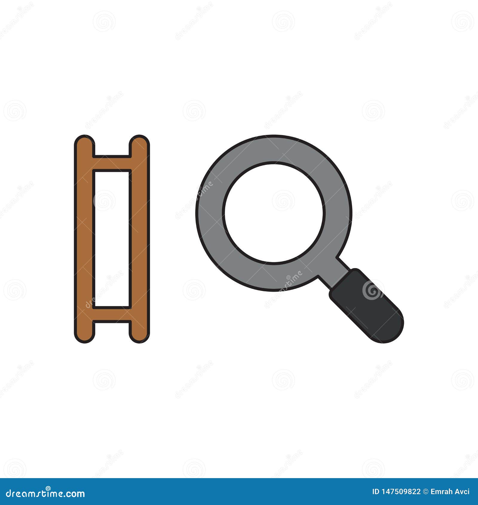 Vector Icon Concept of Ladder Missing Steps with Magnifier. Black ...