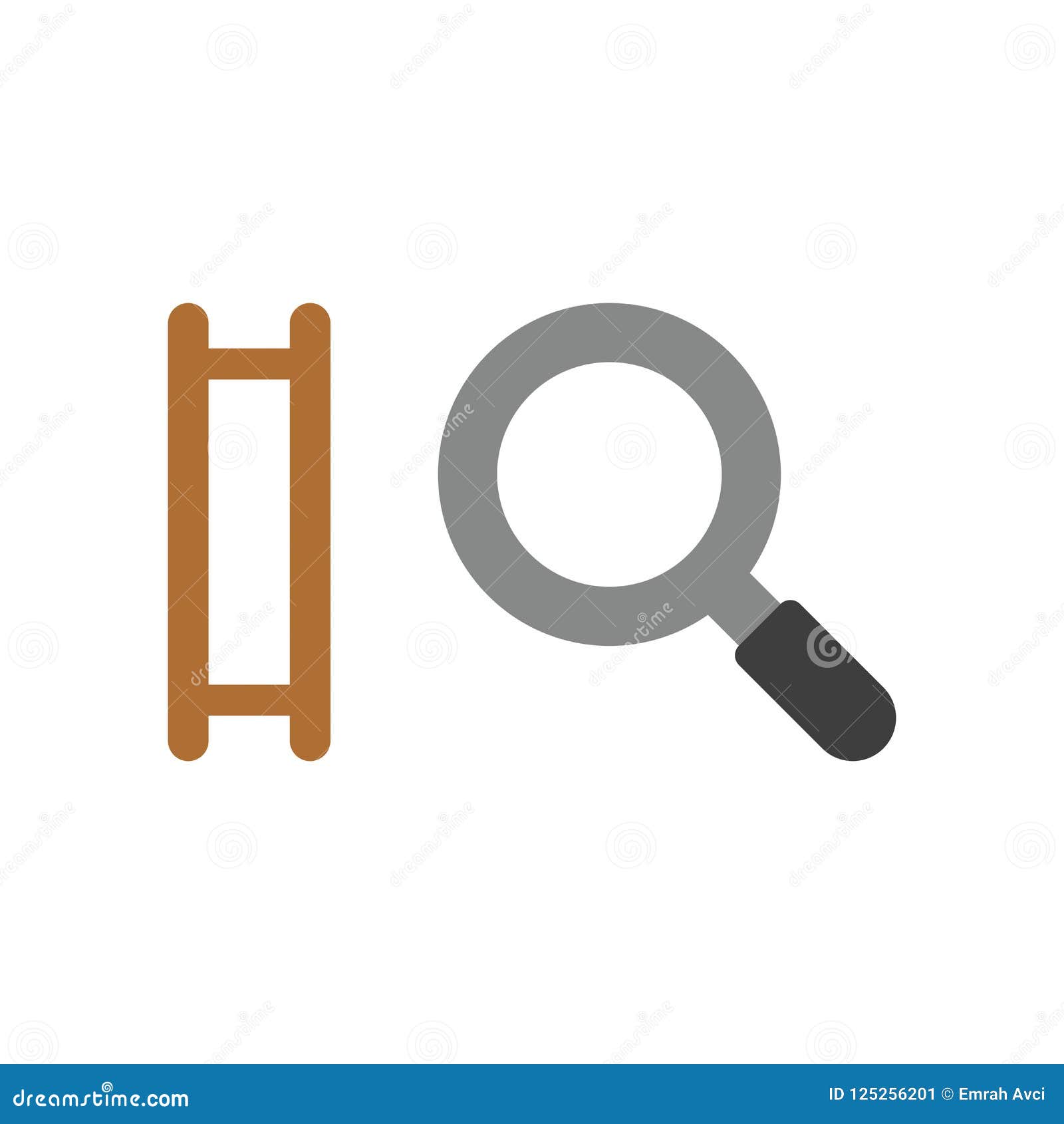 Vector Icon Concept of Ladder Missing Steps with Magnifying Glass Stock ...