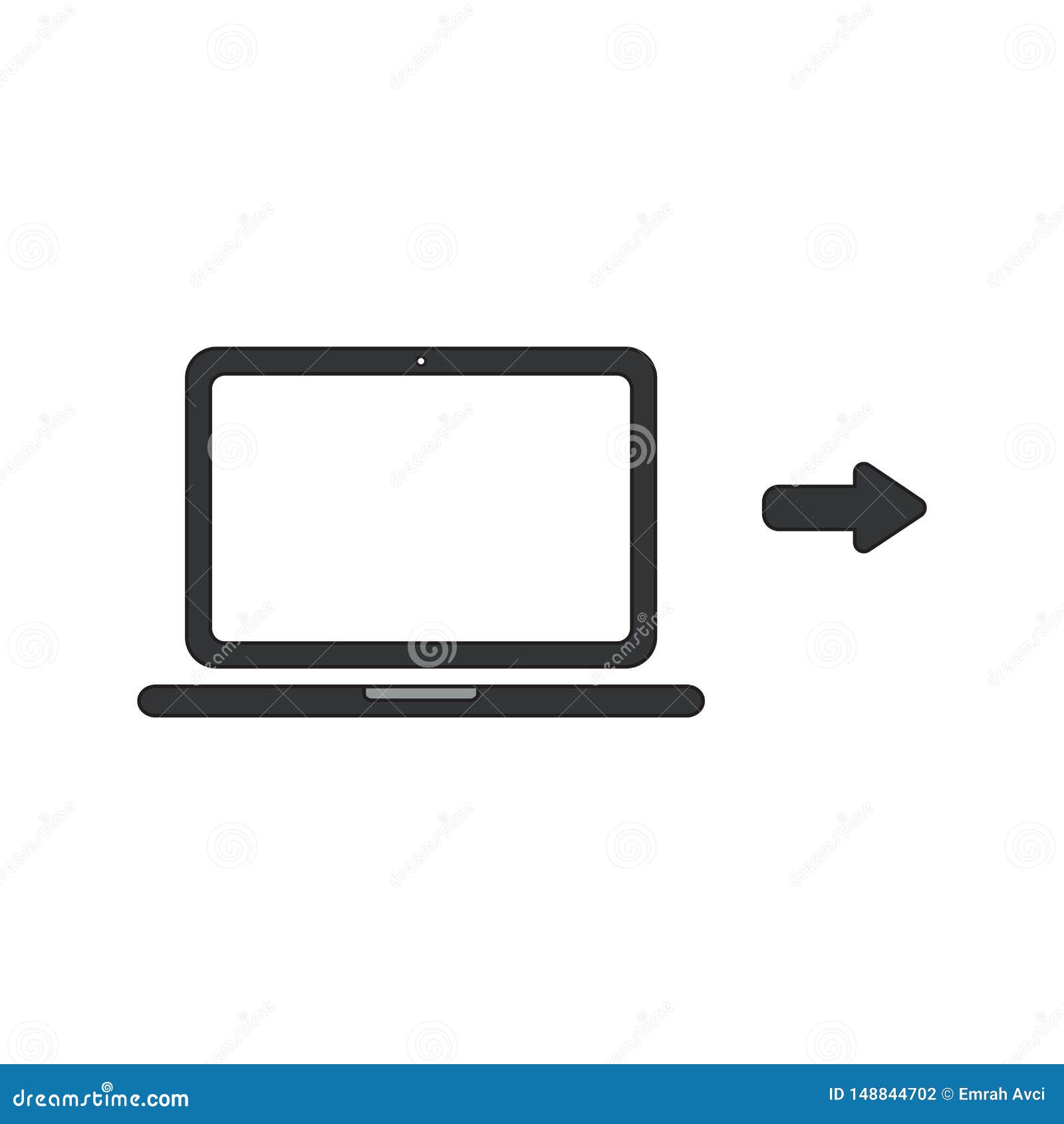 Vector Icon Concept of Laptop Computer with Arrow Right Stock Vector ...