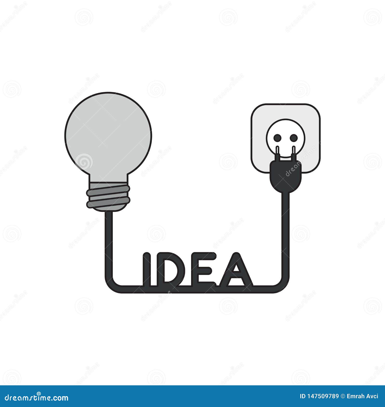 Vector Icon Concept of Light Bulb with Idea Cable, Plug and Outlet ...