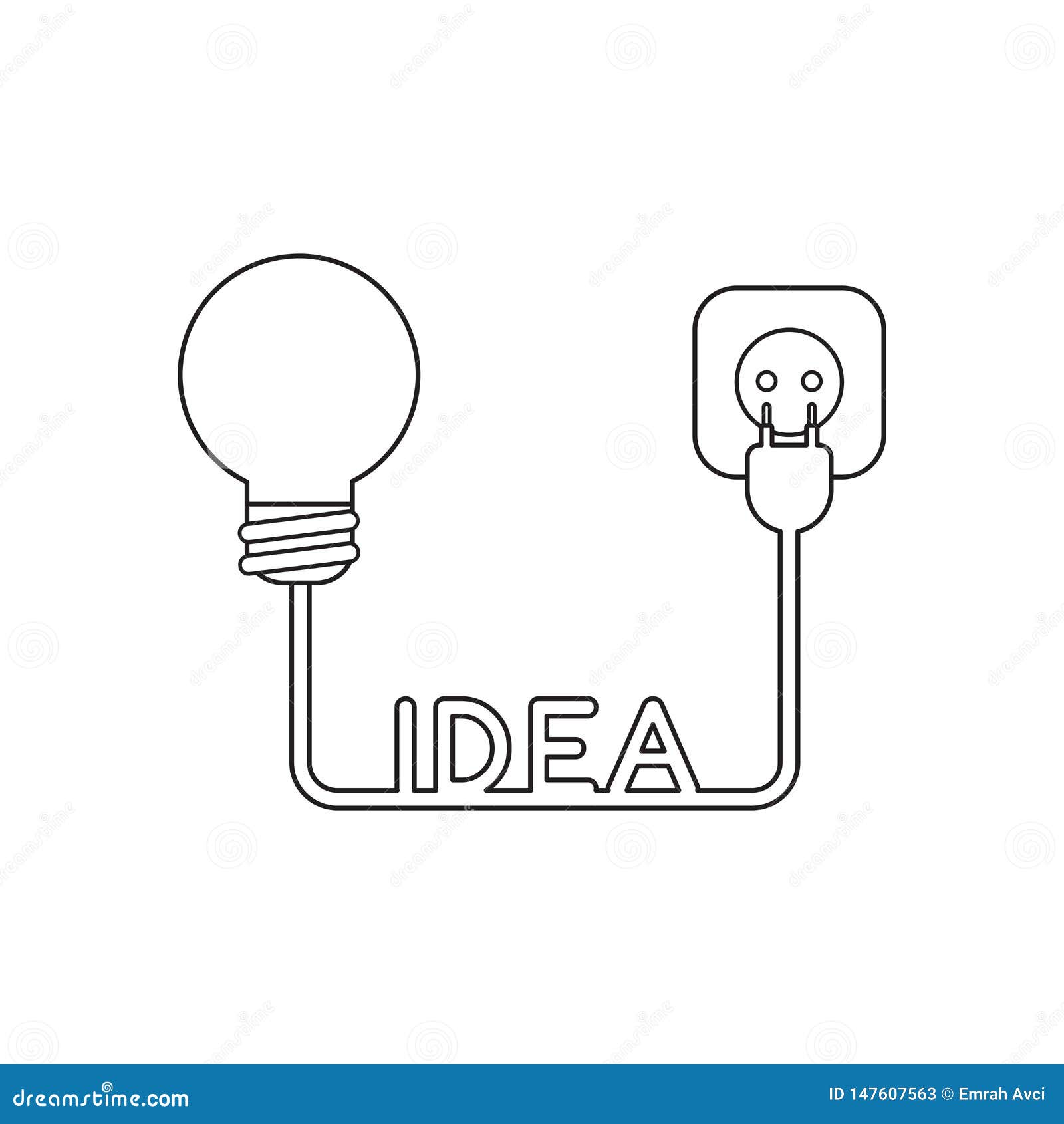 Vector Icon Concept of Light Bulb with Idea Cable, Plug and Outlet ...