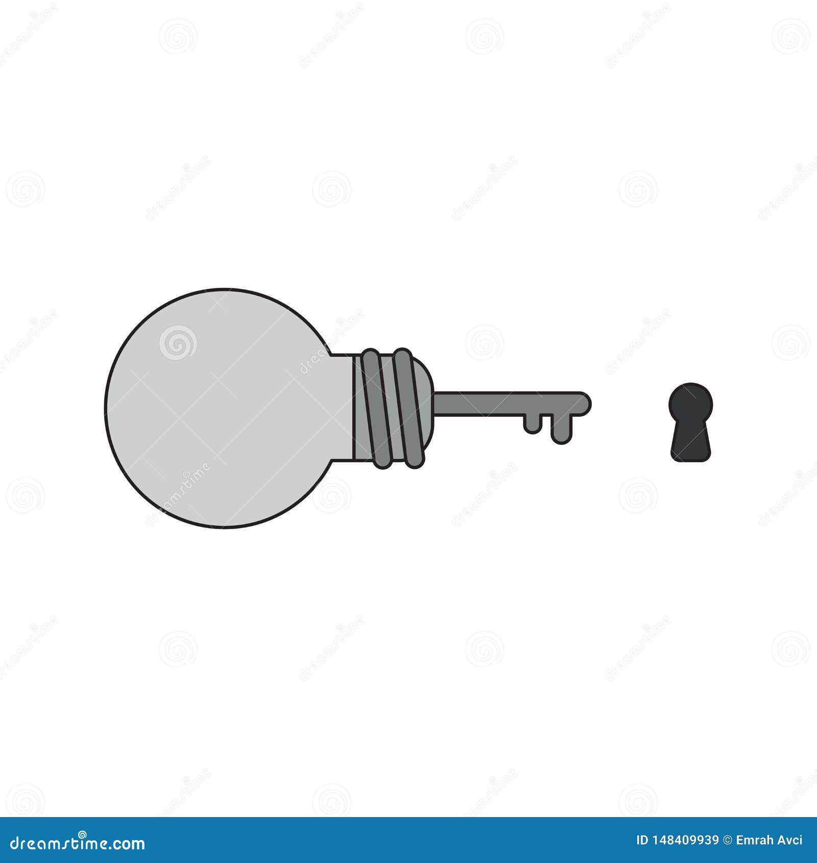 Vector Icon Concept of Light Bulb Key with Keyhole Stock Vector ...