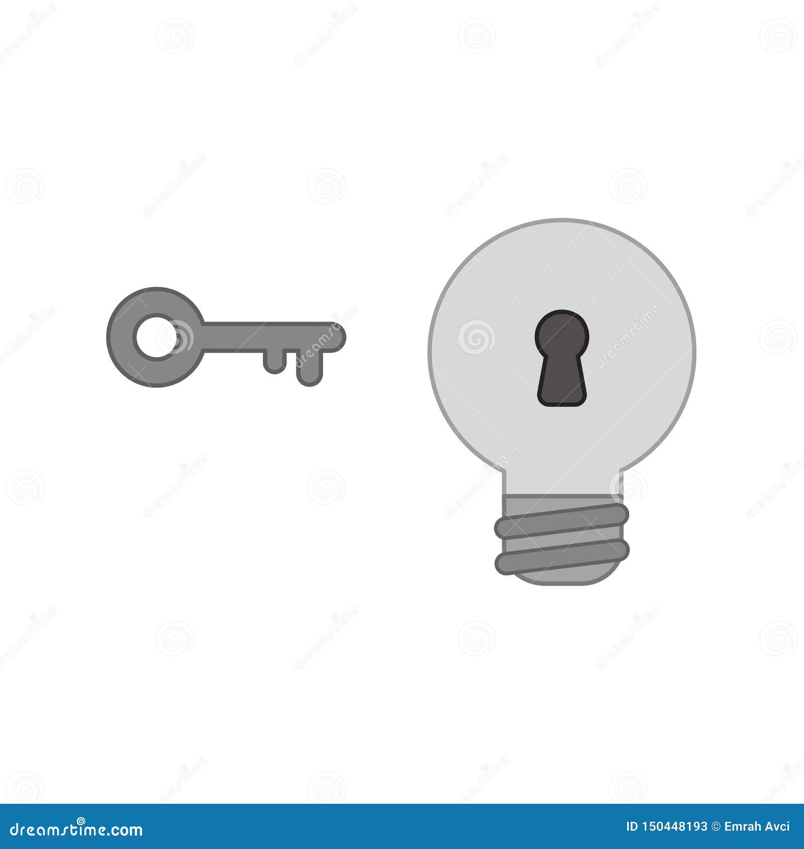 Vector Icon Concept of Light Bulb with Keyhole and Key Stock Vector ...