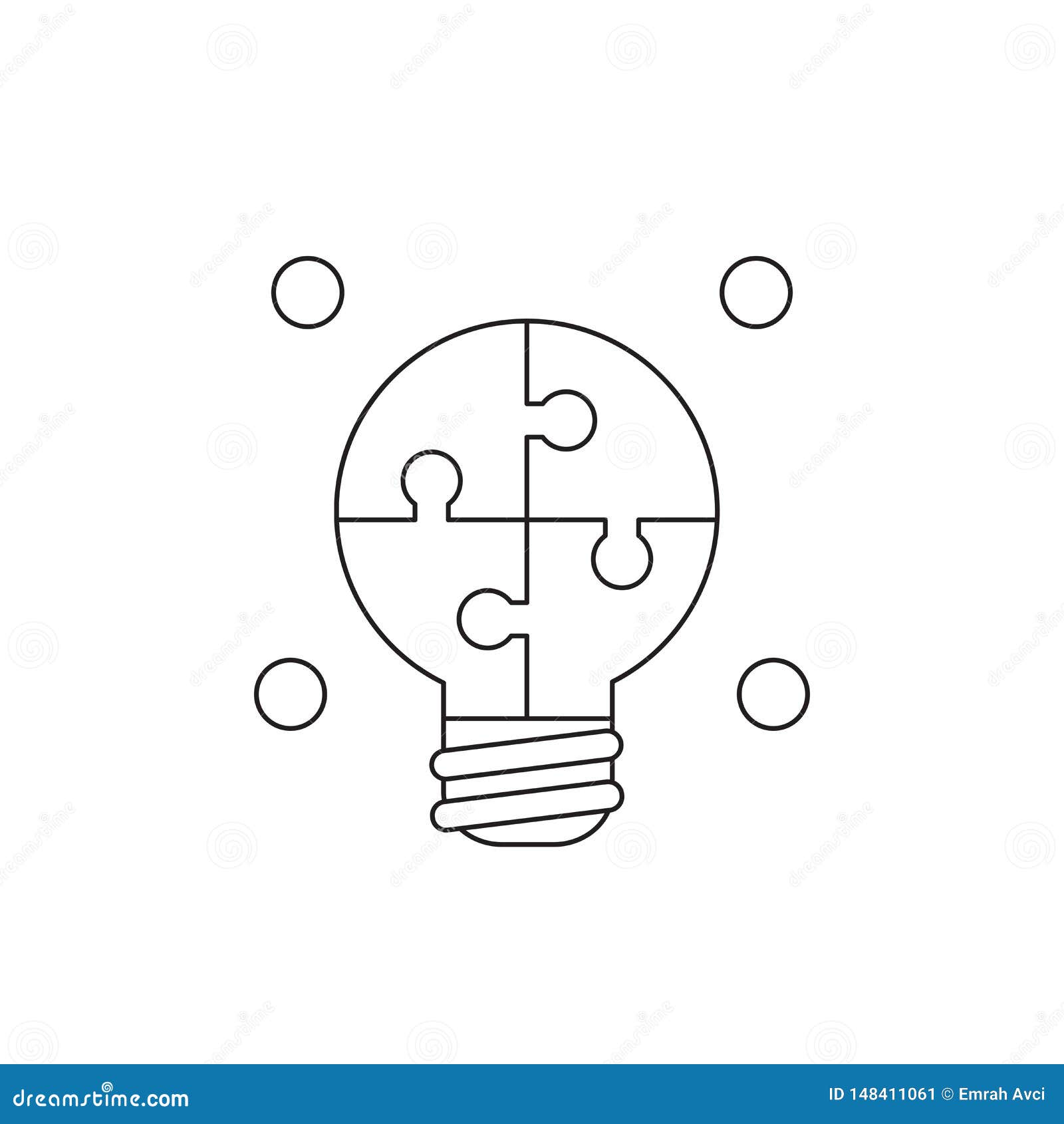Vector Icon Concept of Light Bulb Puzzle Pieces Connected and Glowing ...