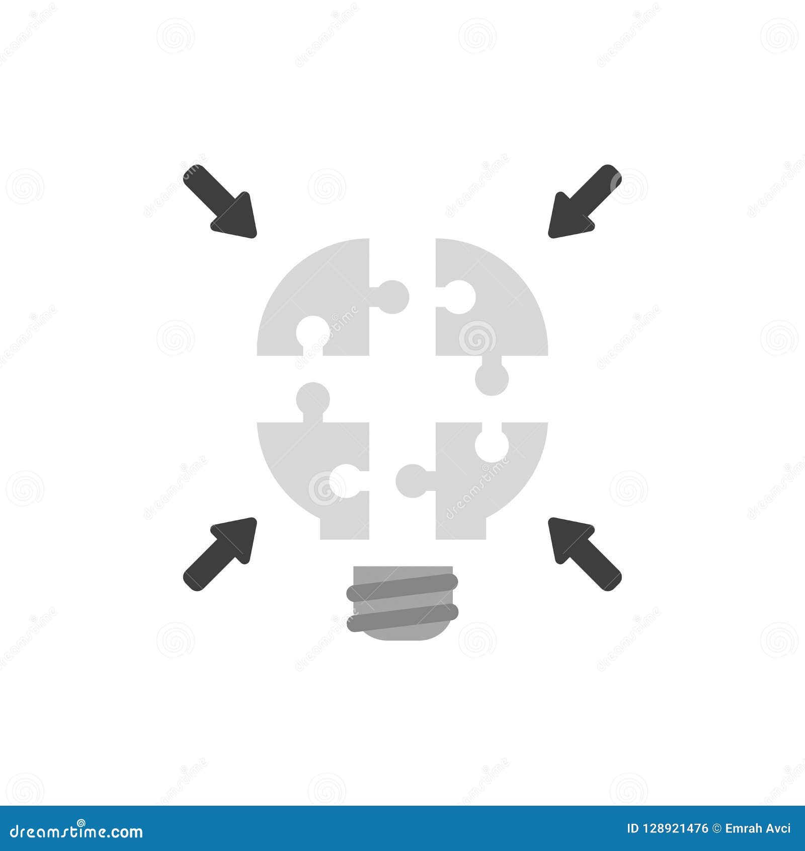Vector Icon Concept of Light Bulb Puzzle Pieces Stock Vector ...