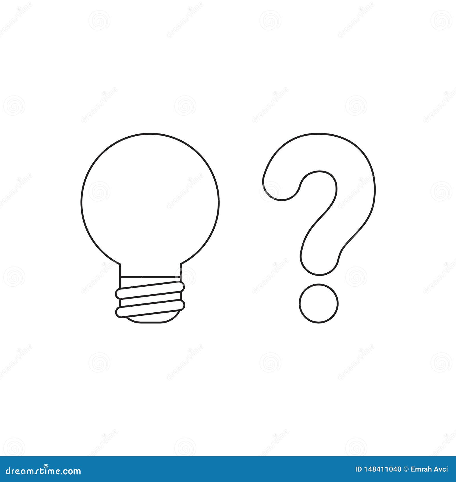Vector Icon Concept of Light Bulb with Question Mark Stock Vector ...
