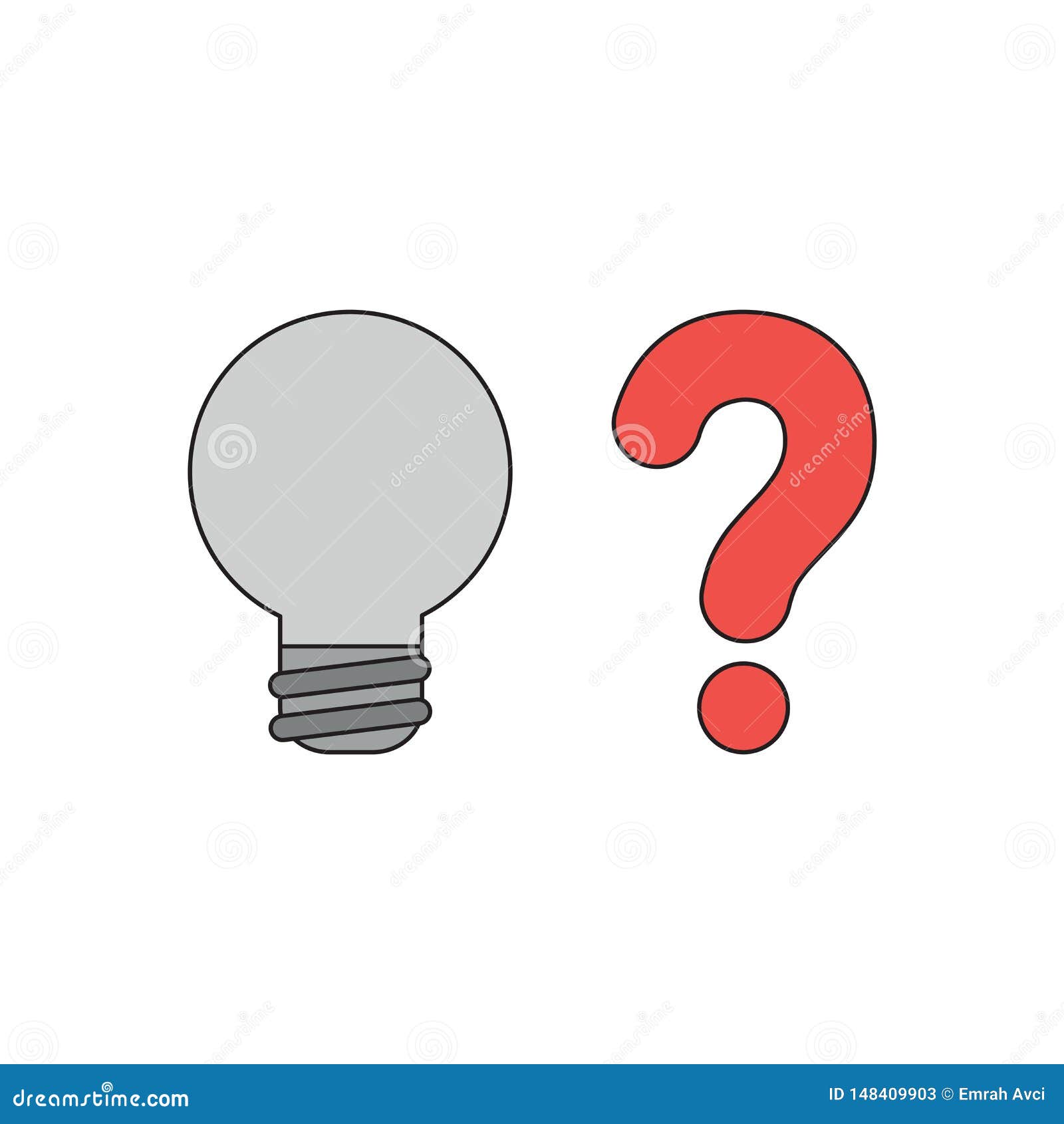 Vector Icon Concept of Light Bulb with Question Mark Stock Vector ...