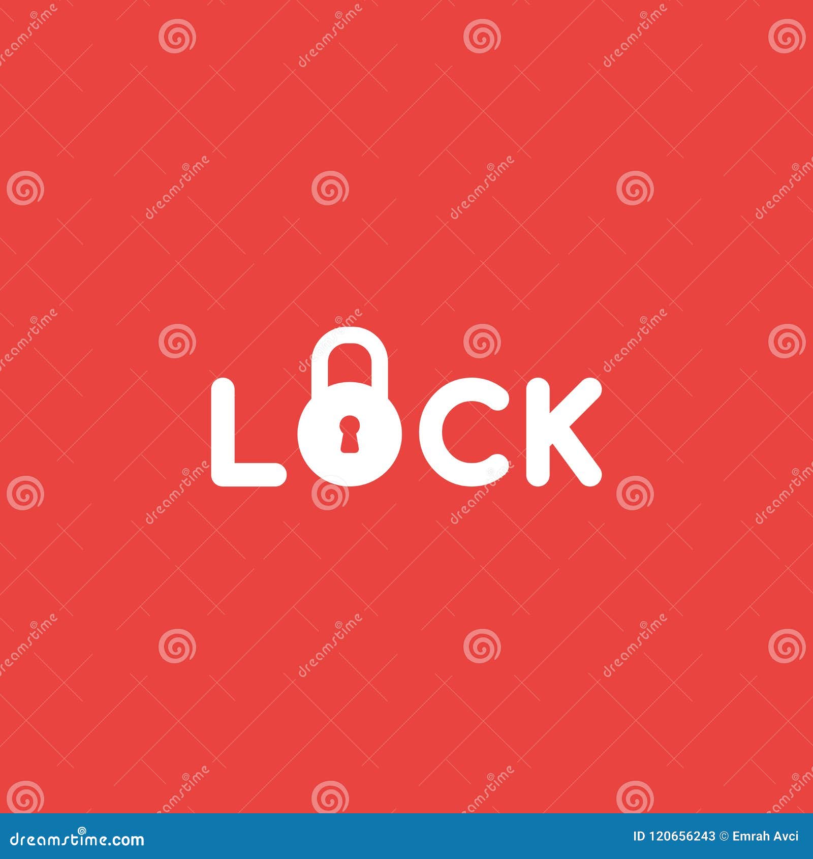 Vector Icon Concept of Lock Word with Closed Padlock on Red Back Stock ...