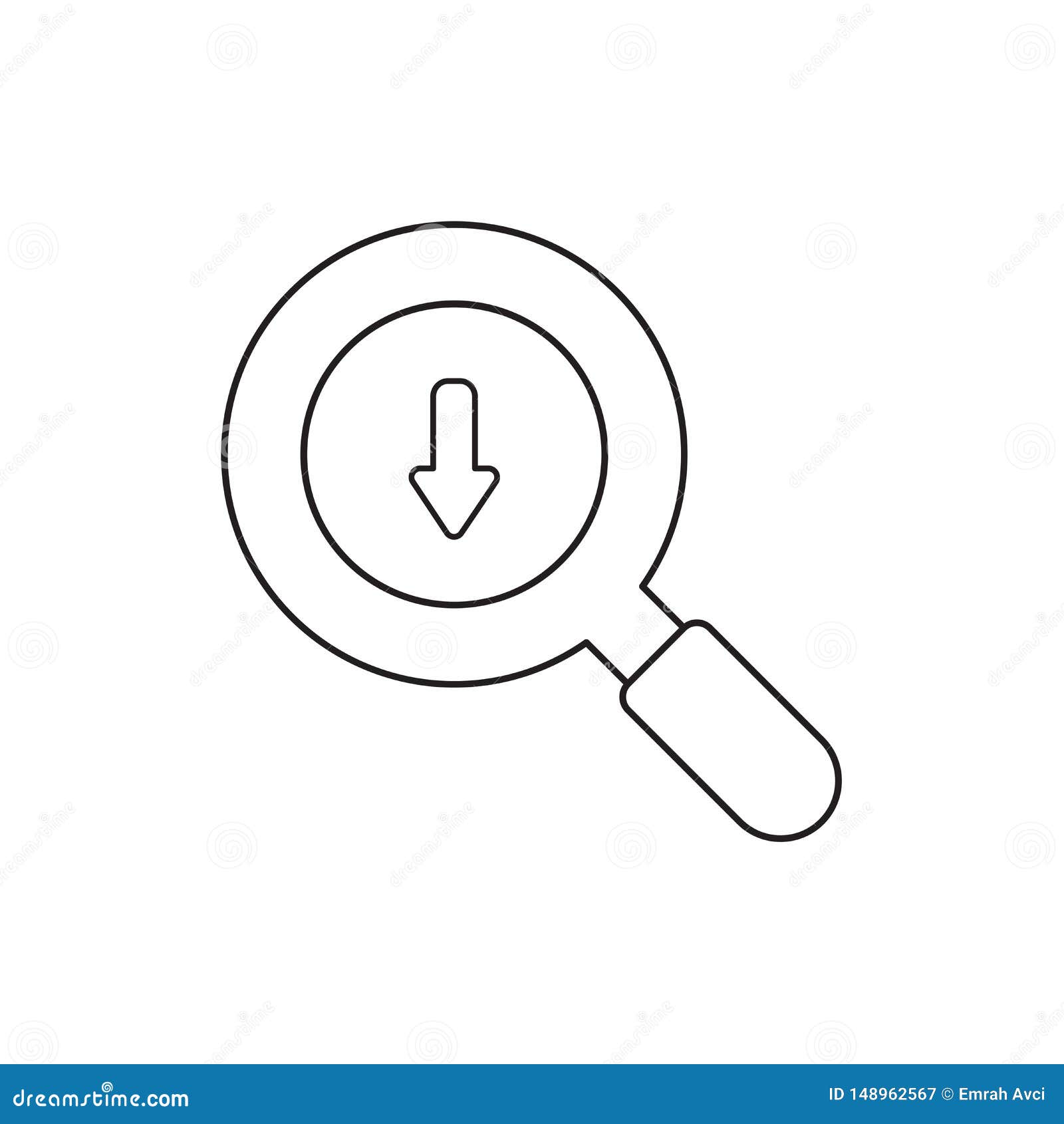 Vector Icon Concept of Magnifying Glass with Arrow Down Stock Vector ...