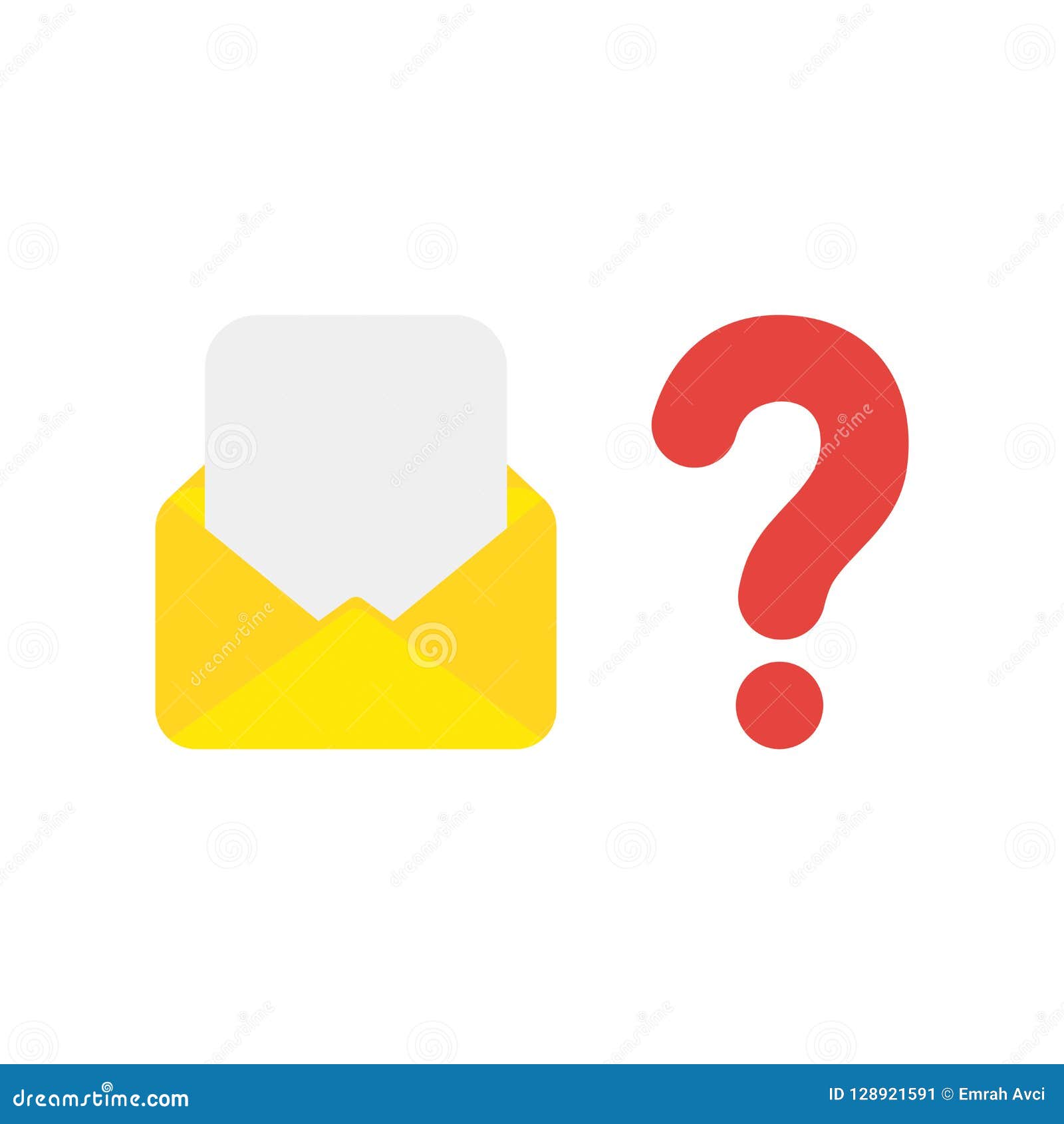 Vector Icon Concept of Mail Envelope and Blank Paper with Question Mark ...