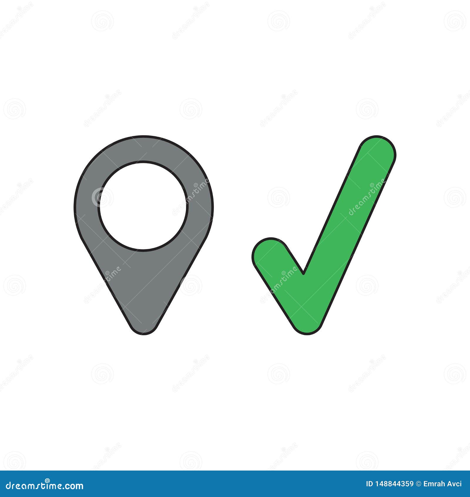 Vector Icon Concept of Map Pointer and Check Mark Stock Vector ...