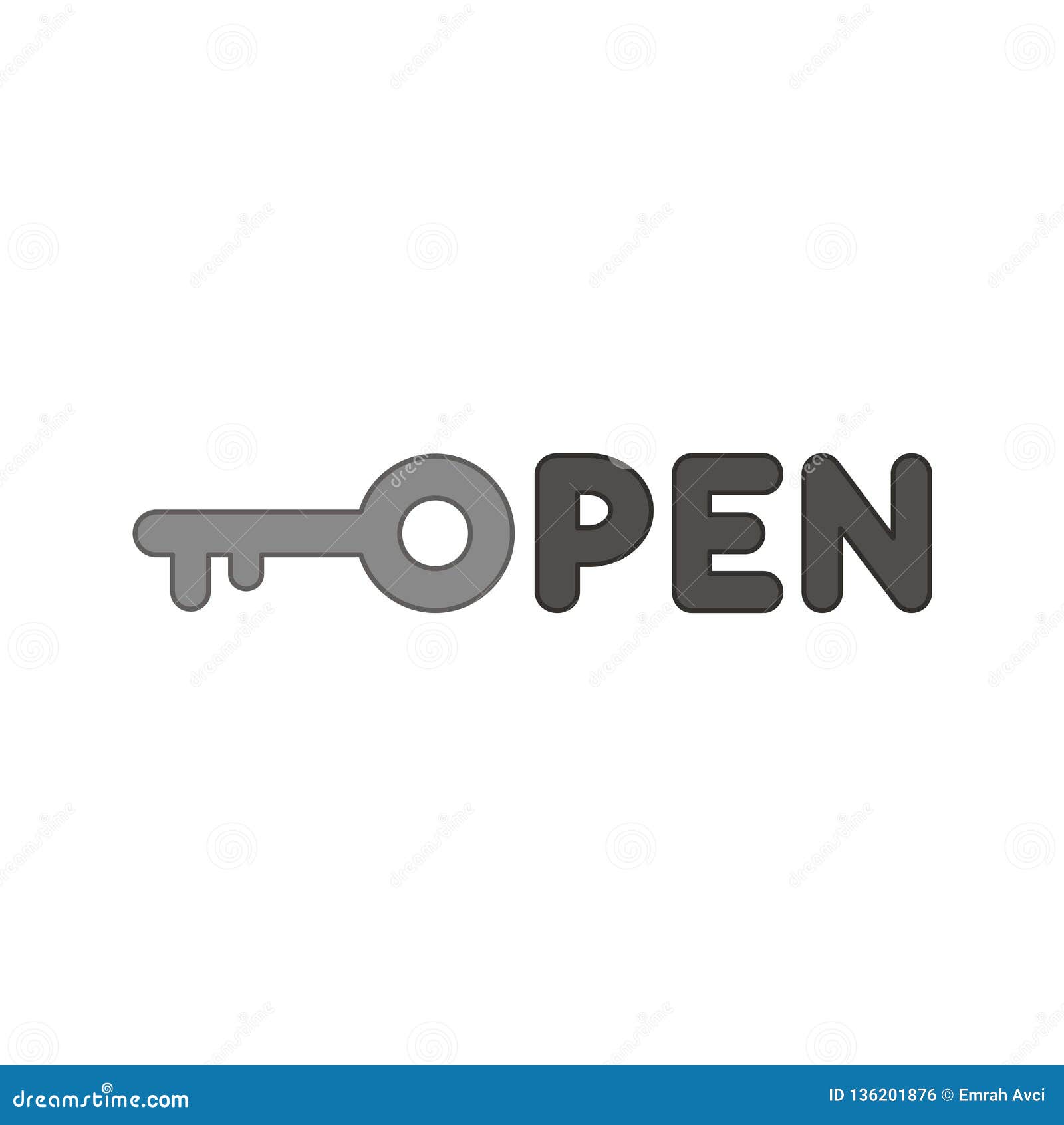 Vector Icon Concept of Open Word with Key. Colored and Color Outlines ...