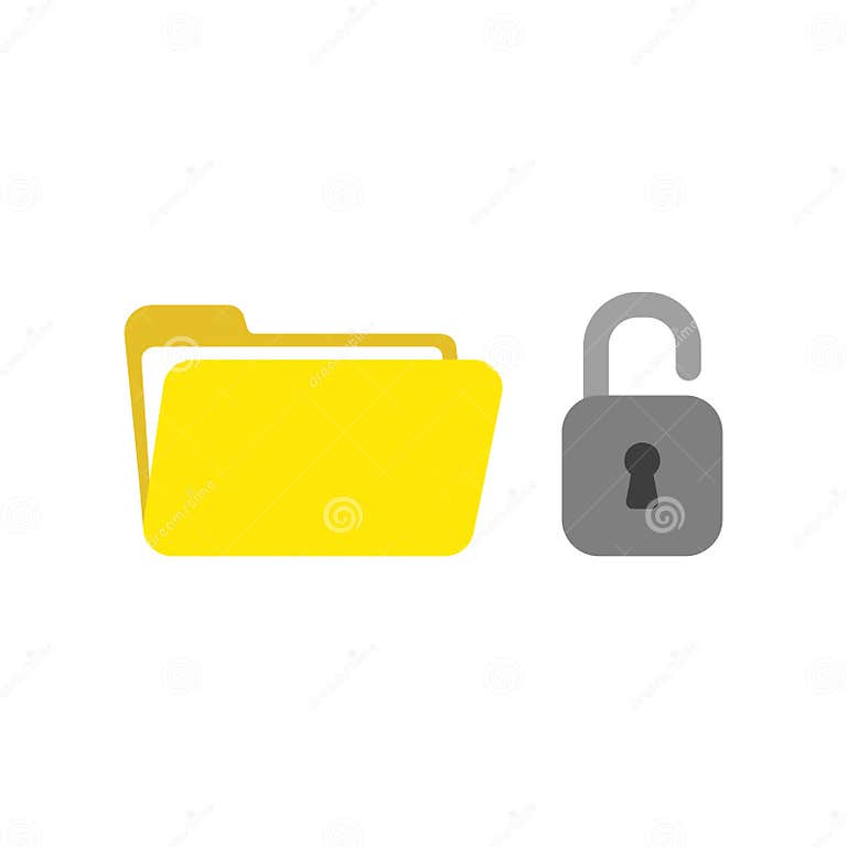 Vector Icon Concept of Opened File Folder with Padlock Stock Vector ...