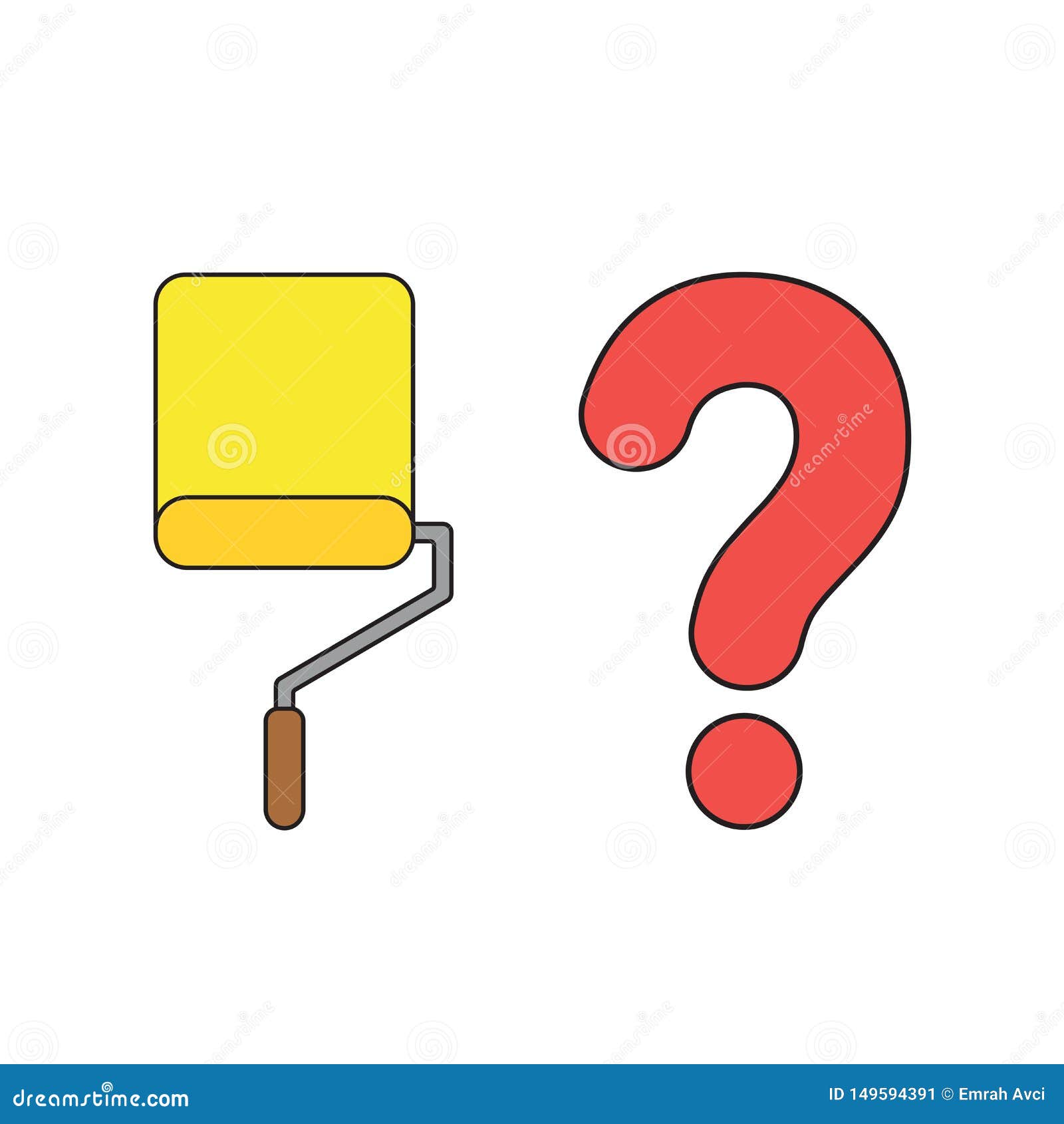 Vector Icon Concept of Paint Roller Brush with Question Mark Stock ...