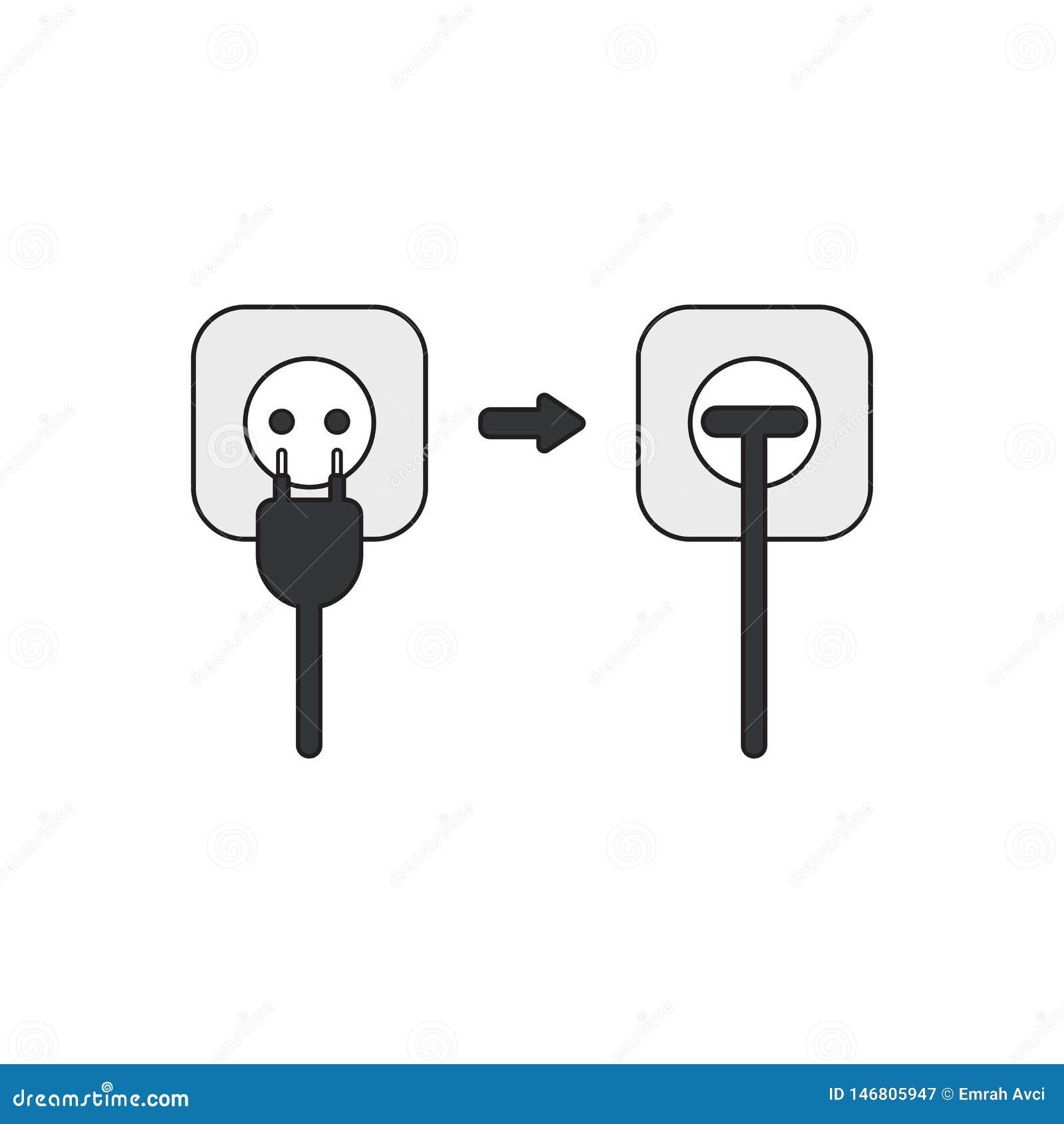 Vector Icon Concept of Plug and Outlet, Plugged into Outlet Stock ...