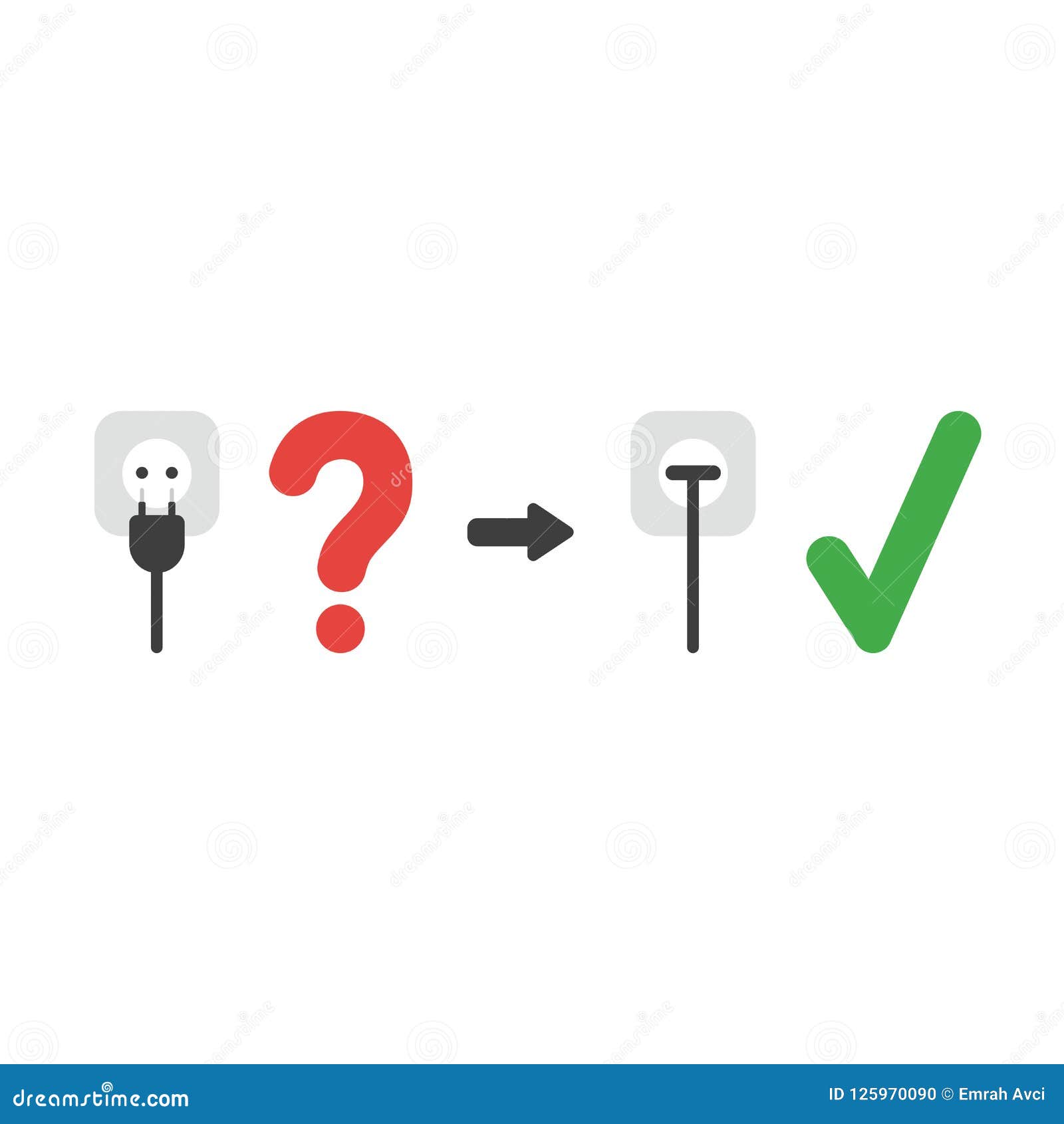Vector Icon Concept of Plug Plugged into Outlet with Check Mark Stock ...
