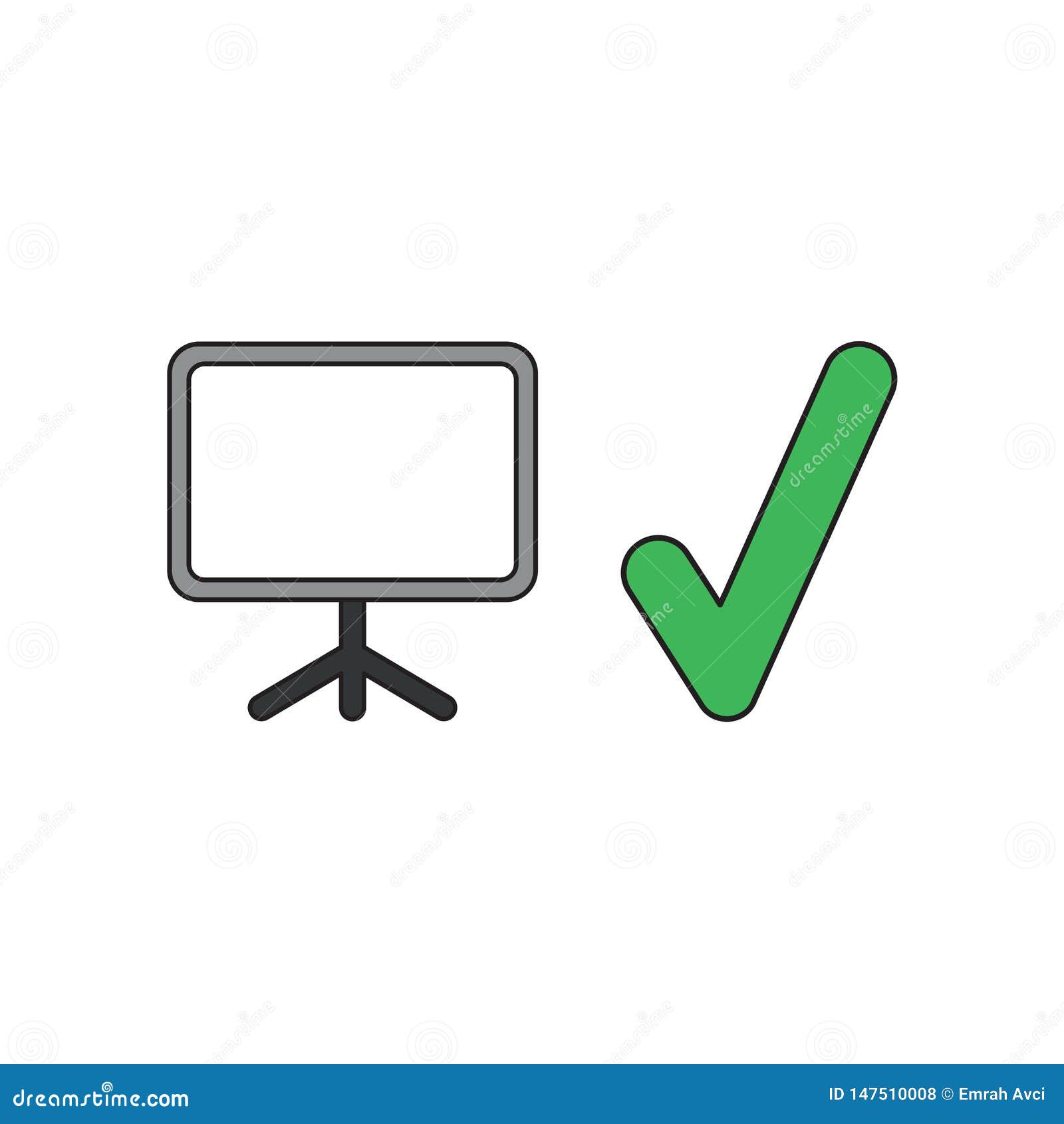 Vector Icon Concept of Presentation Chart with Check Mark. Black ...