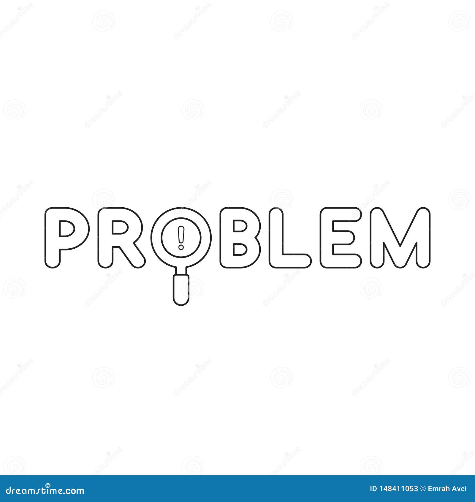 Vector Icon Concept of Problem Word with Magnifier and Exclamation Mark ...