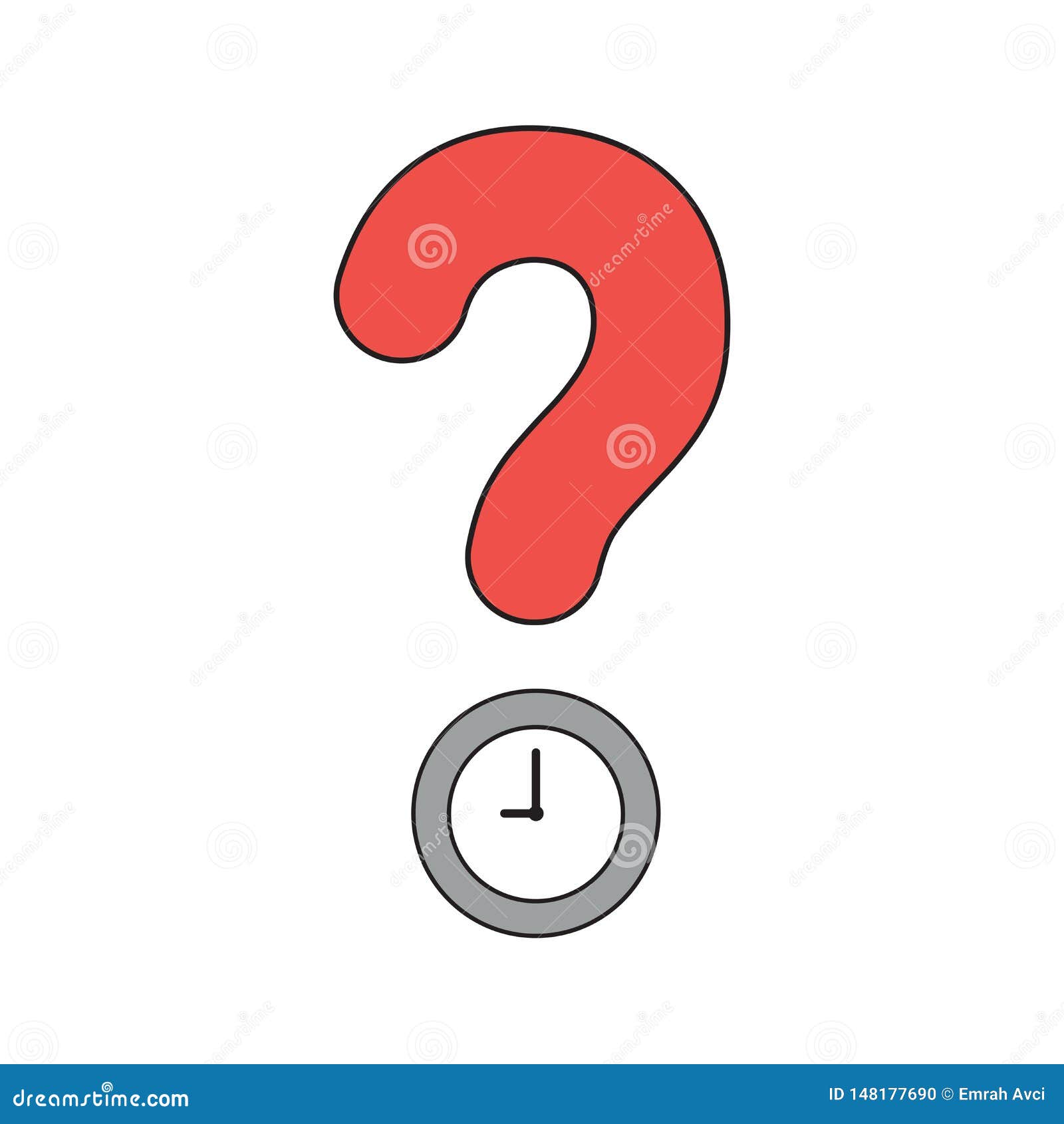 Vector Icon Concept of Question Mark with Clock Time Stock Vector ...
