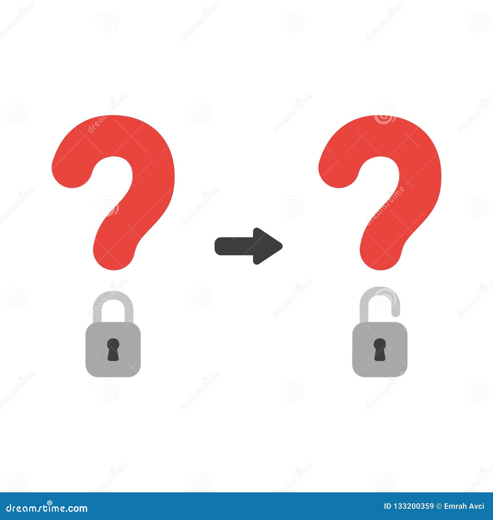 Vector Icon Concept of Question Mark with Closed and Open Padlock Stock ...