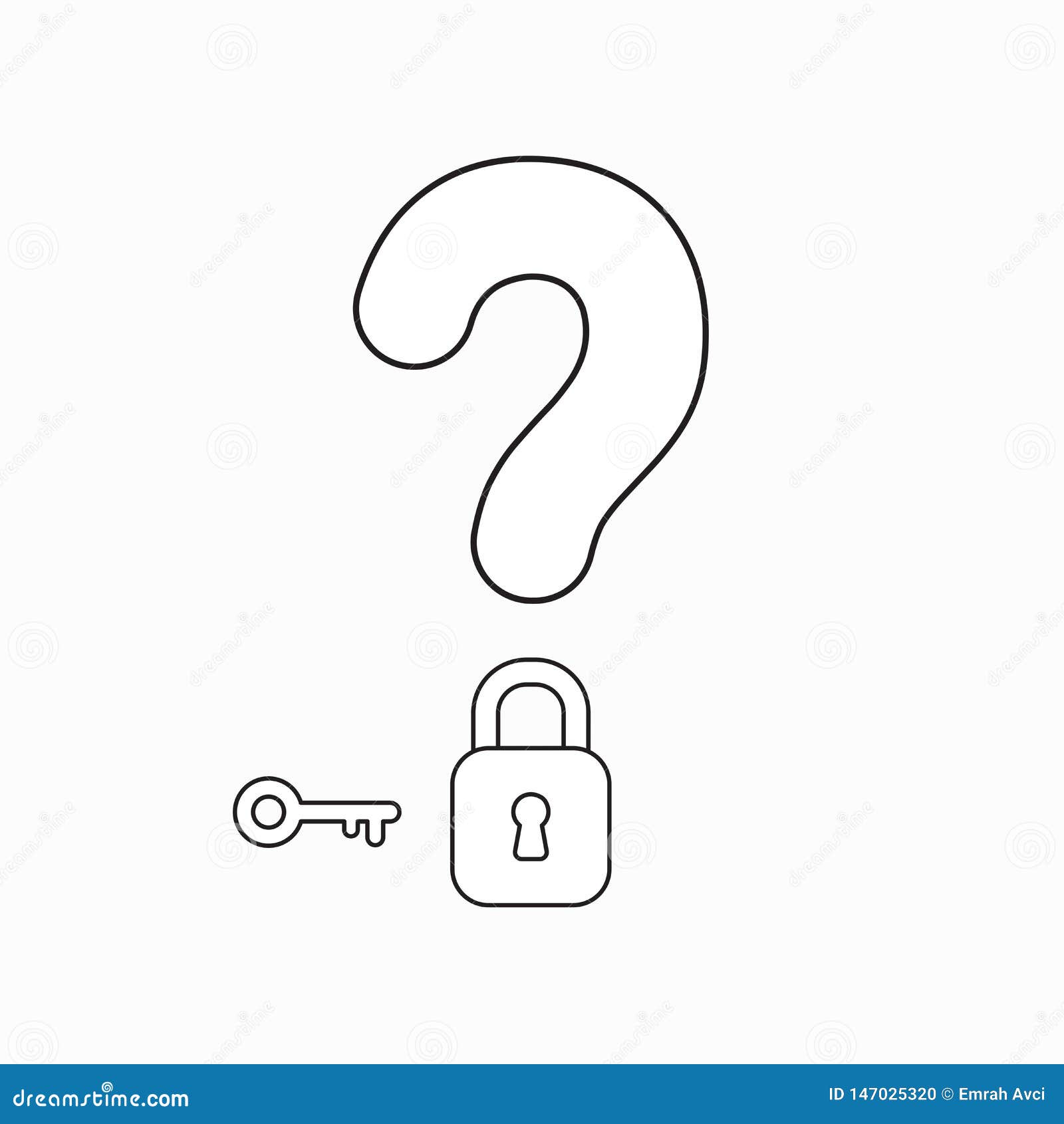 Vector Icon Concept of Question Mark with Closed Padlock and Key Stock ...